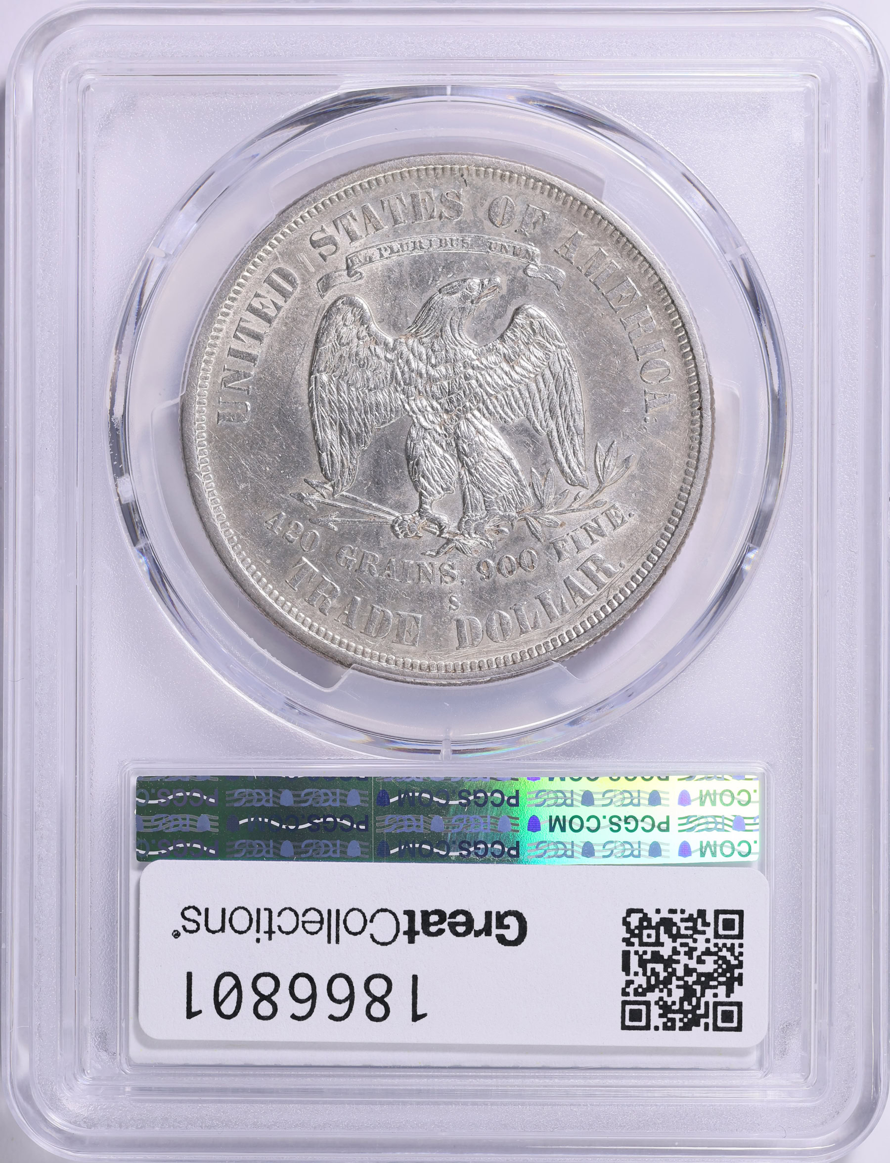 1876-S Trade Silver Dollar PCGS Genuine AU Details (Item 1866801) | GreatCollections Coin Auctions