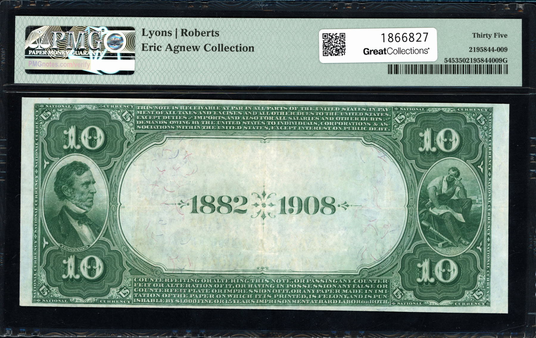 Fr. 545 San Francisco, California 1882 $10 Date Back Note The Wells ...
