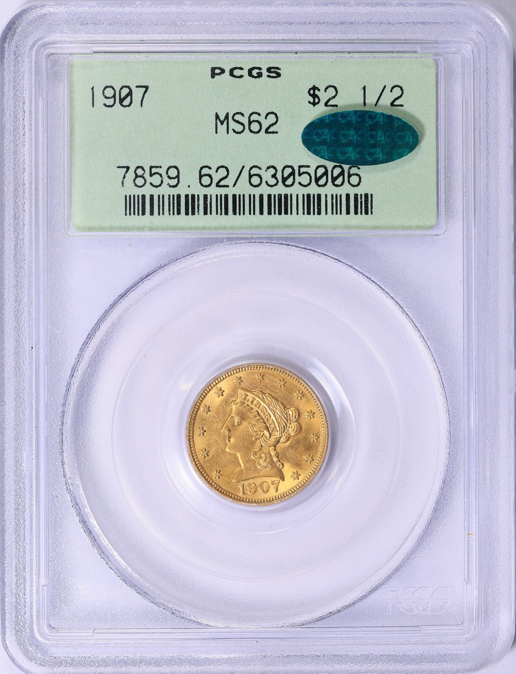 1907 Liberty Gold Quarter Eagle PCGS MS-62 (CAC Green) OGH (Item ...