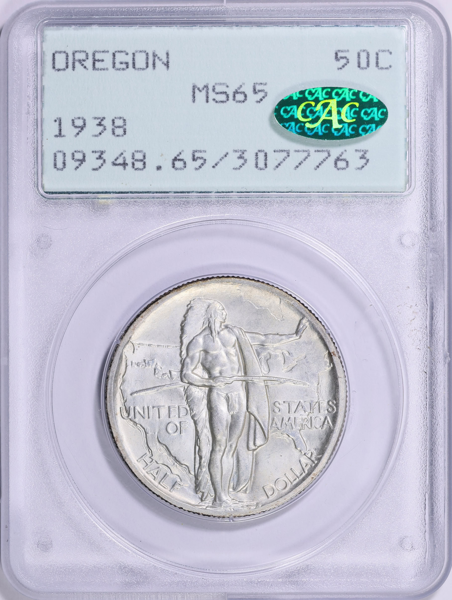 1938 Oregon Trail Memorial Half Dollar PCGS MS-65 (CAC Green) OGH (1st Gen) (Item 1866997 ...