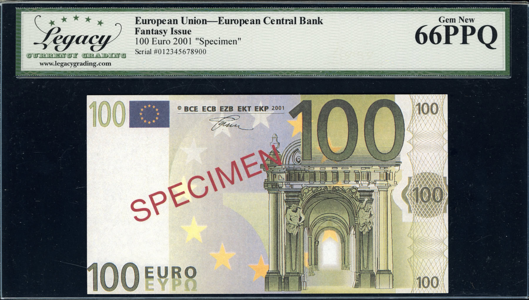 European Union 2001 €100 European Central Bank Fantasy Issue Specimen ...