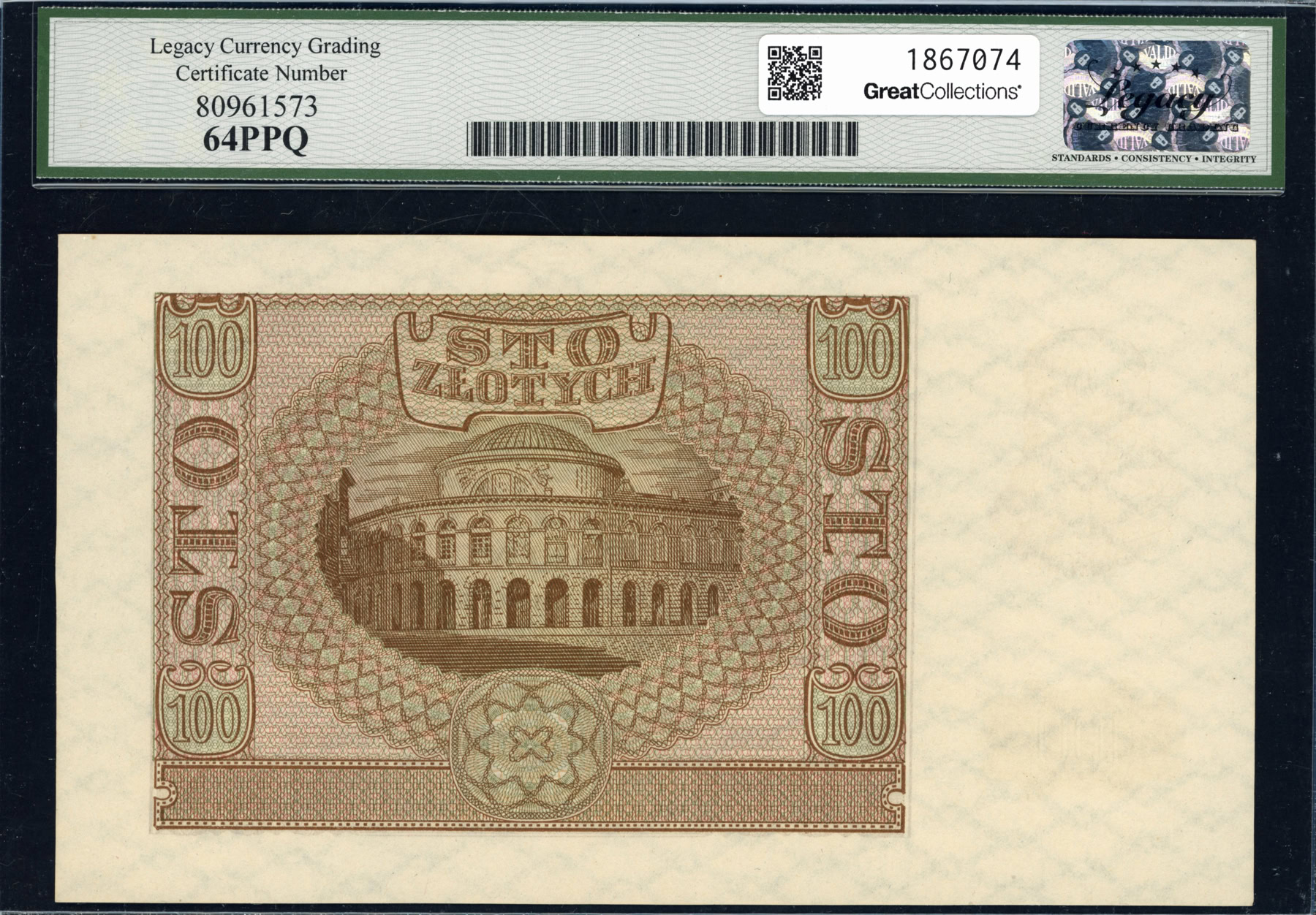 Poland 1940 100 Zlotych Bank Emisyjny w Polsce Note SCWPM-97 Legacy ...