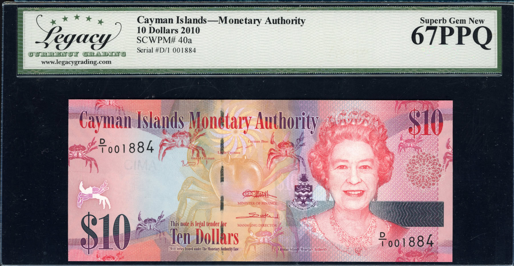 Cayman Islands 2010 $10 Monetary Authority Note SCWPM-40a Legacy Superb ...