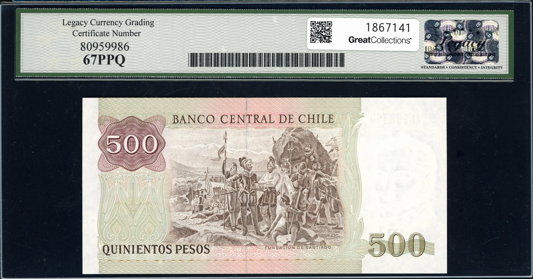 Chile 1994 500 Pesos Banco Central Note SCWPM-153e Legacy Superb Gem ...