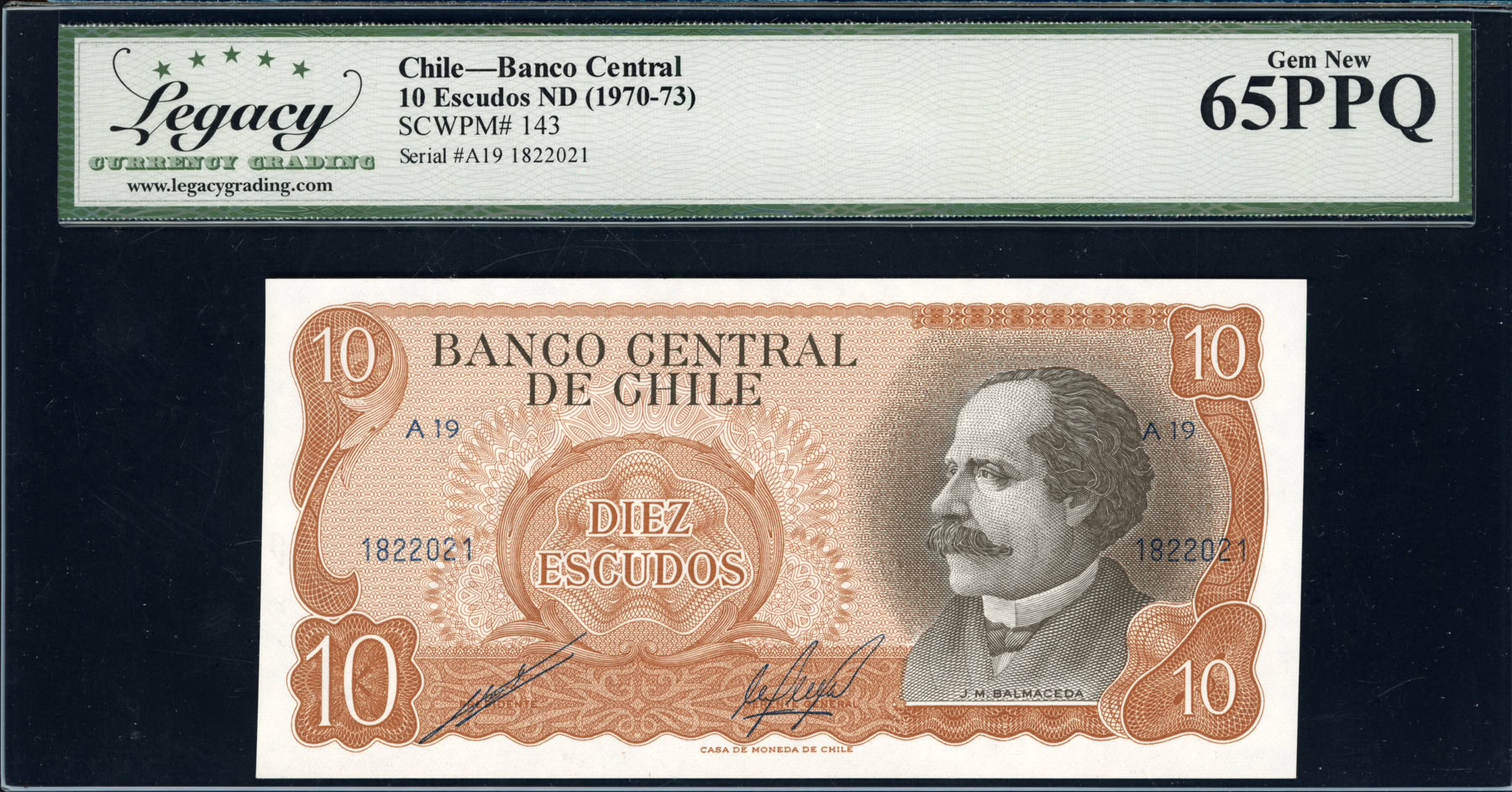 Chile ND (1970-73) 10 Escudos Banco Central Note SCWPM-143 Legacy Gem ...