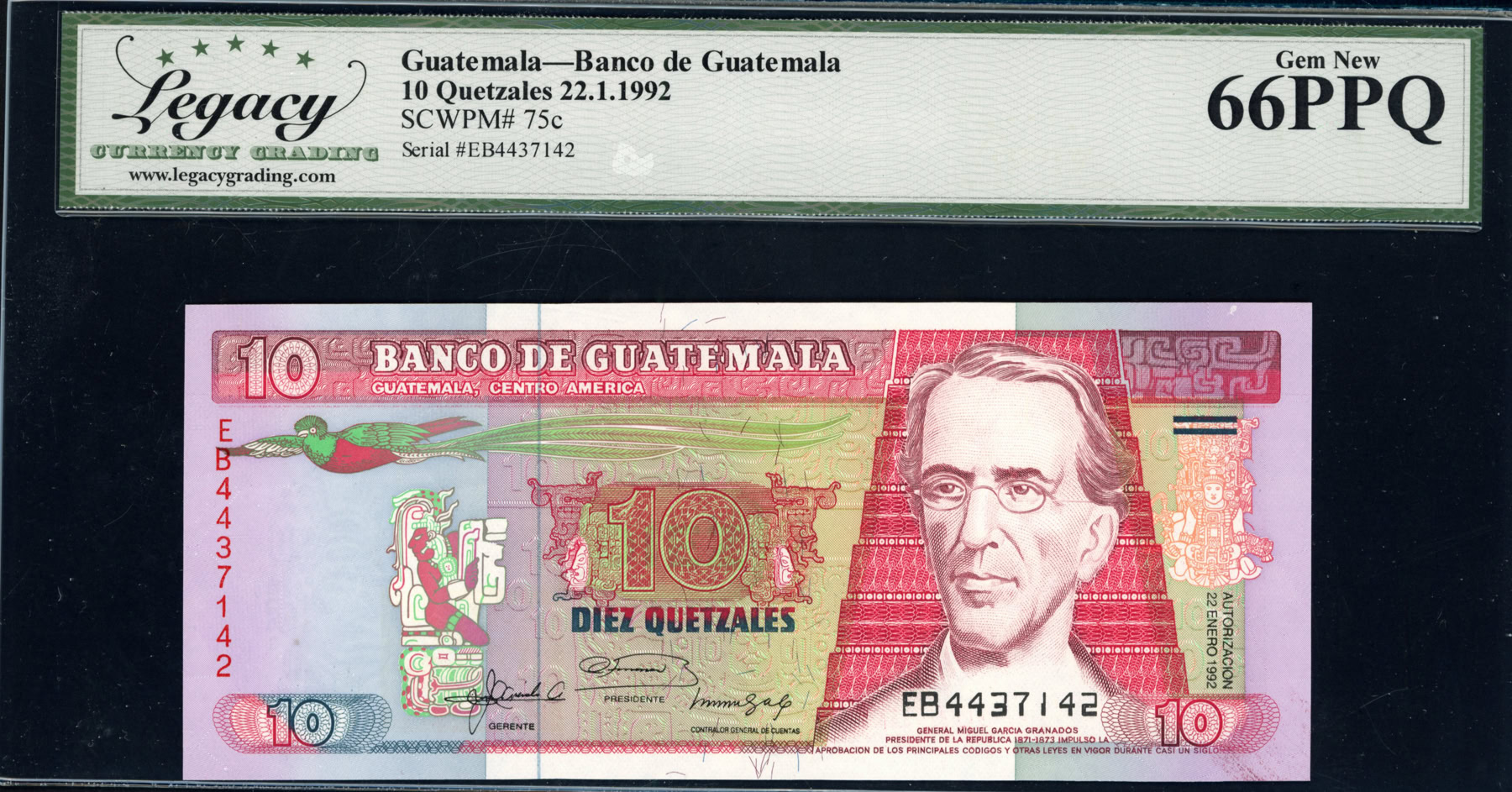 Guatemala 1992 10 Quetzals Banco de Guatemala Note SCWPM-75c Legacy Gem ...