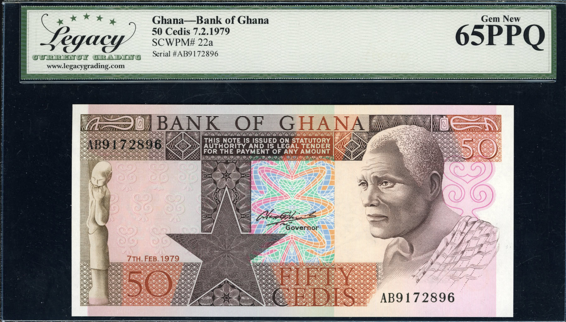 Ghana 1979 50 Cedis Bank of Ghana Note SCWPM-22a Legacy Gem New 65 PPQ ...