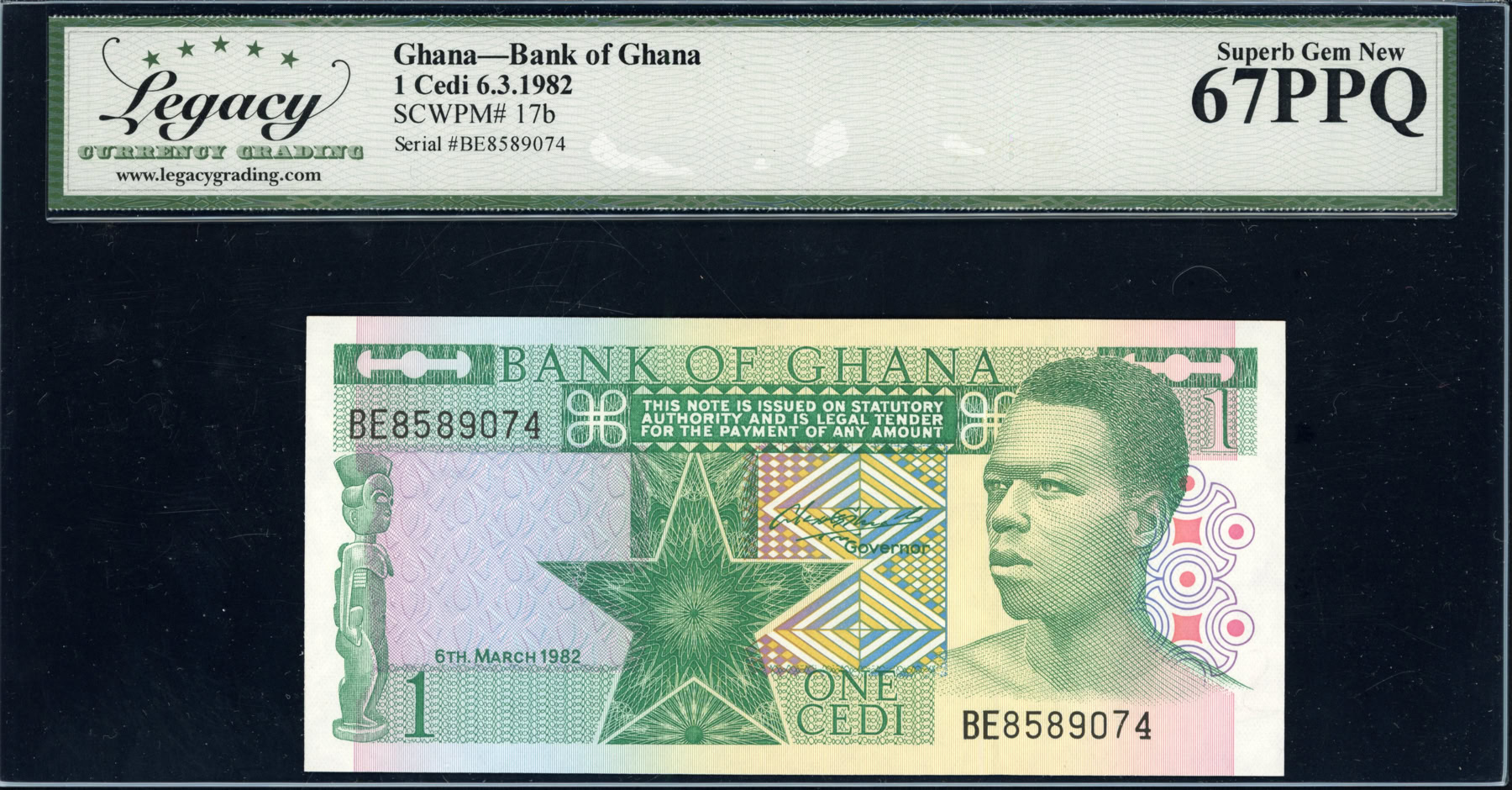 Ghana 1982 1 Cedi Bank of Ghana Note SCWPM-17b Legacy Superb Gem New 67 ...