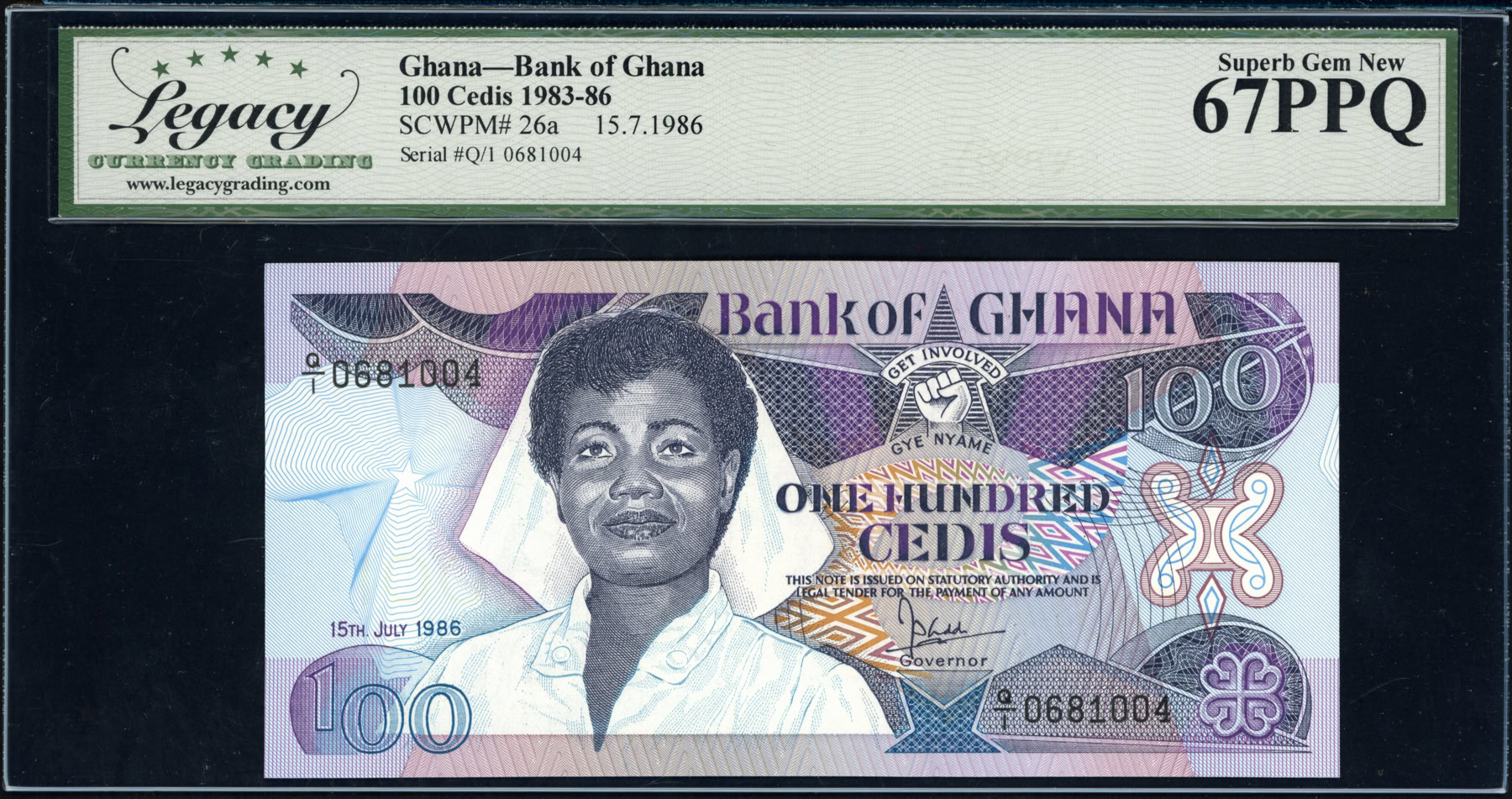Ghana 1986 100 Cedis Bank of Ghana Note SCWPM-26a Legacy Superb Gem New ...