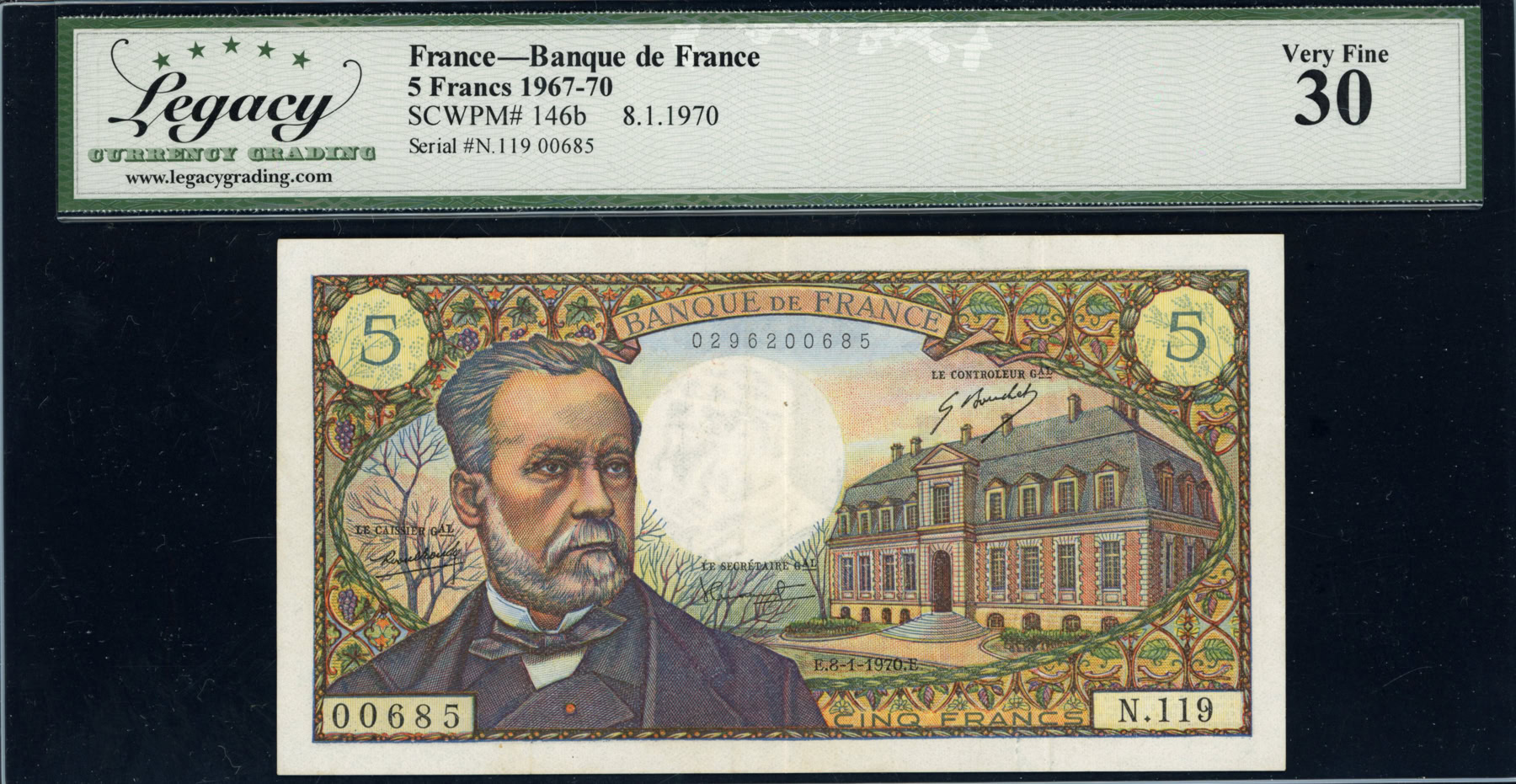 France 1970 5 Francs Banque de France Note SCWPM-146b Legacy Very Fine ...