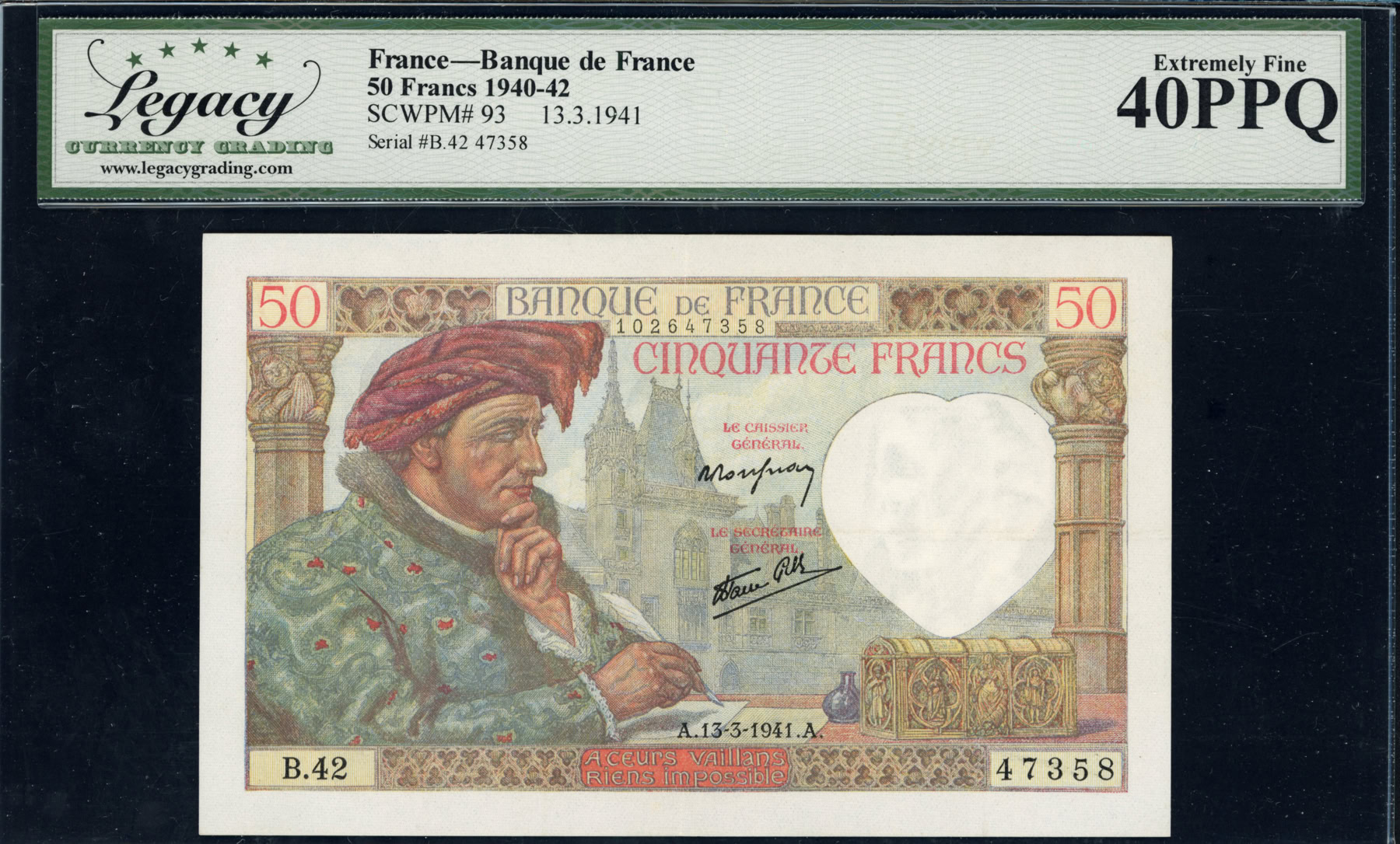 France 1941 50 Francs Banque de France Note SCWPM-93 Legacy Extremely ...