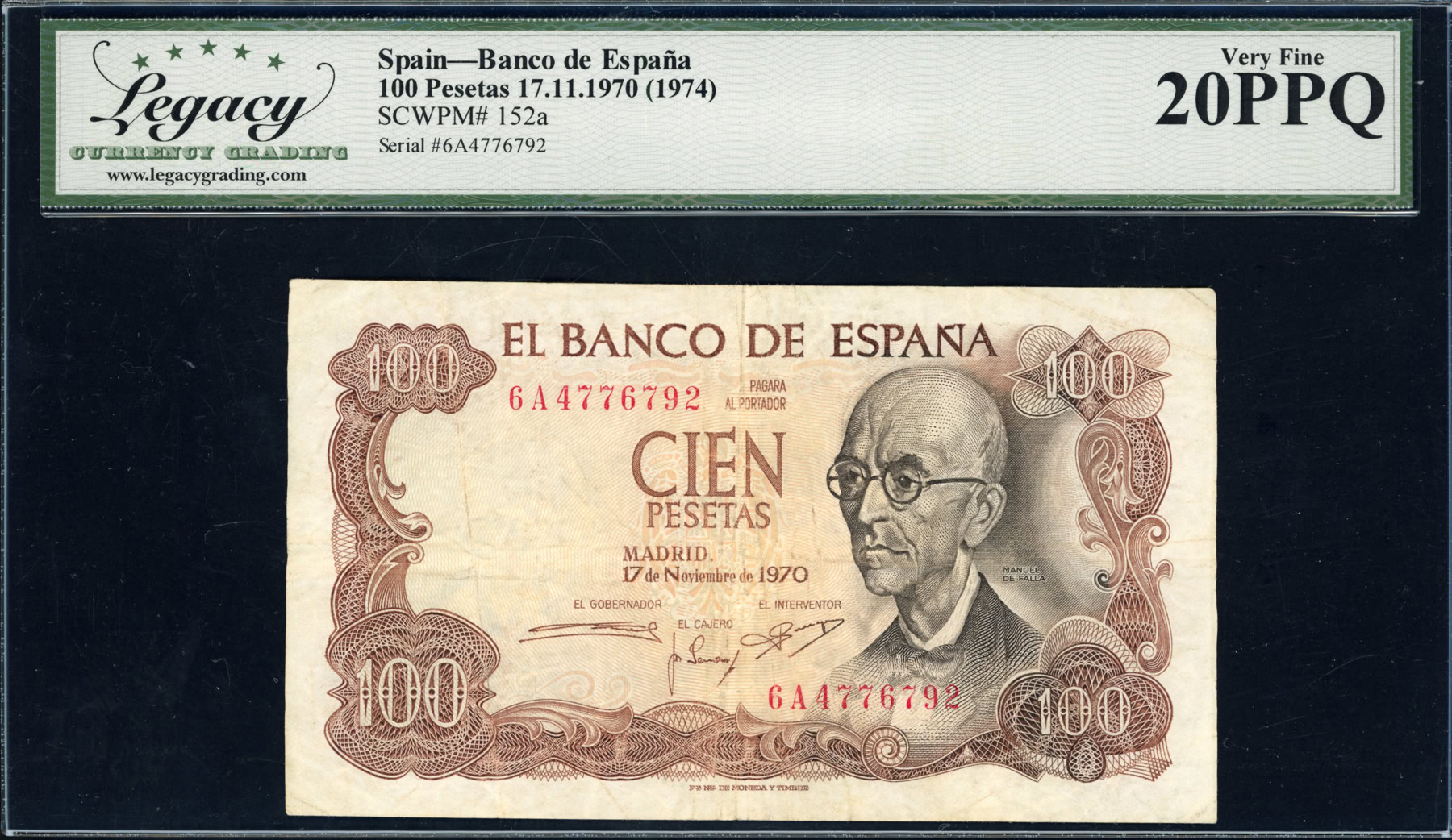 Spain 1970 (ND 1974) 100 Pesetas Banco de Espana Note SCWPM-152a Legacy ...