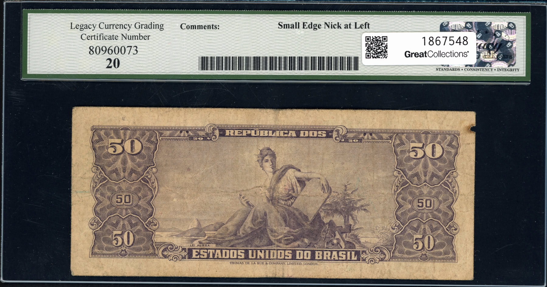 Brazil ND (1966-67) 5 Centavos Banco Central Note SCWPM-184b Legacy ...