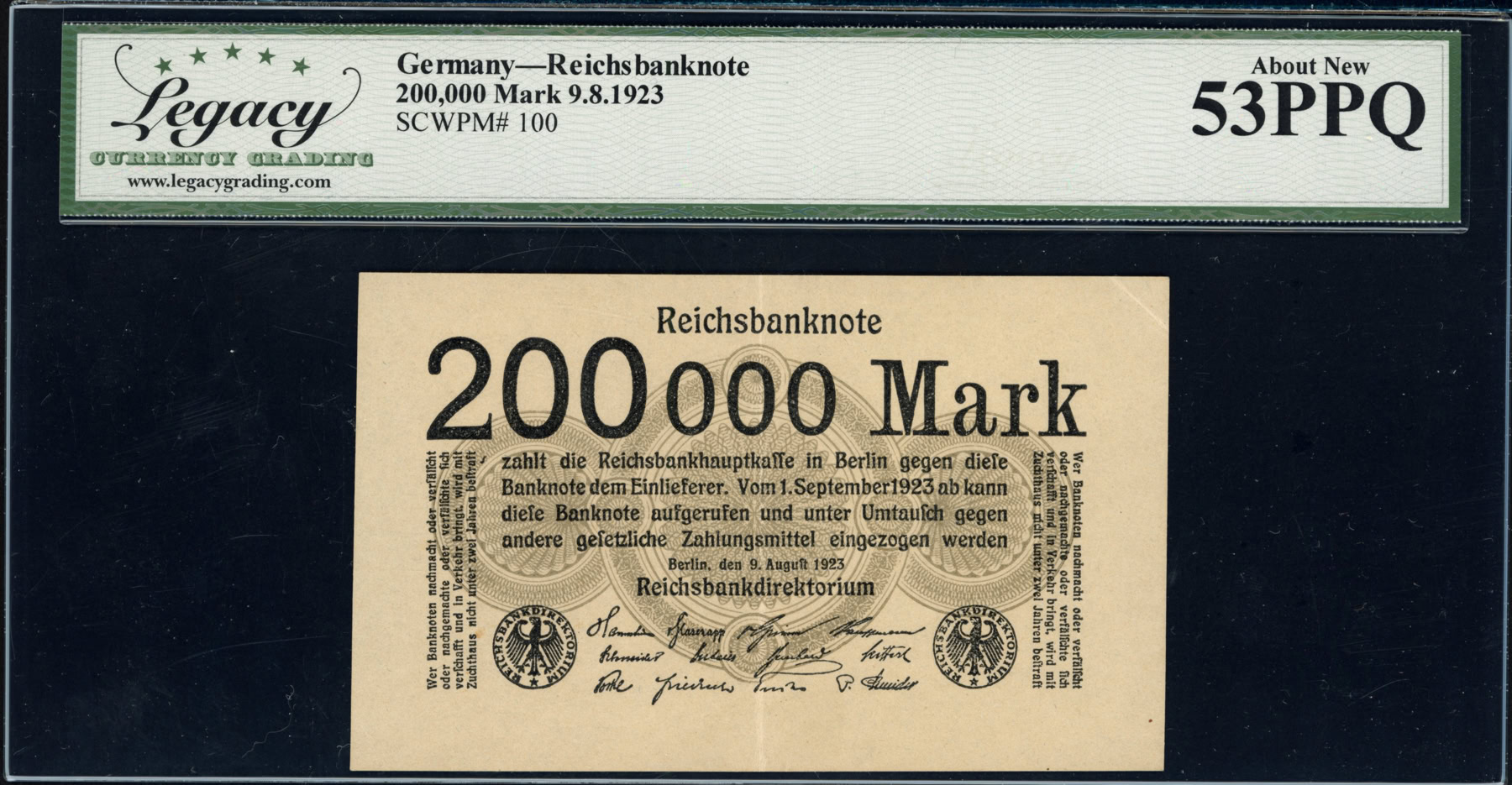 Germany 1923 200,000 Marks Reichsbanknote Note SCWPM-100 Legacy About ...