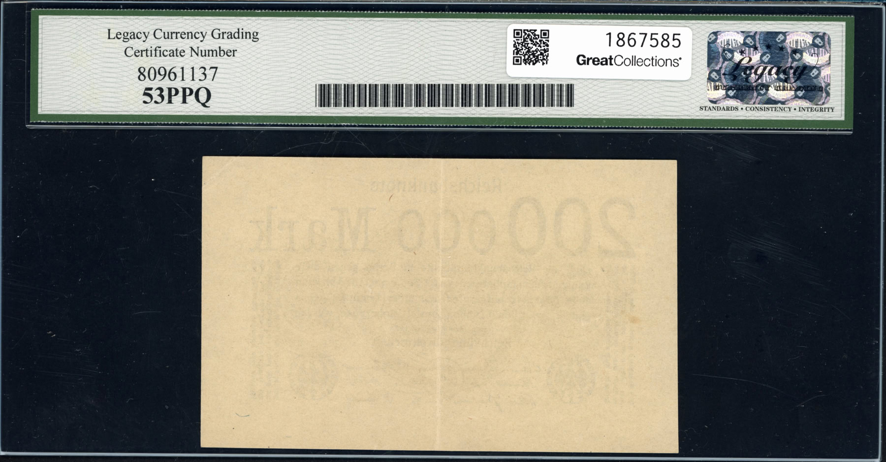 Germany 1923 200,000 Marks Reichsbanknote Note SCWPM-100 Legacy About ...
