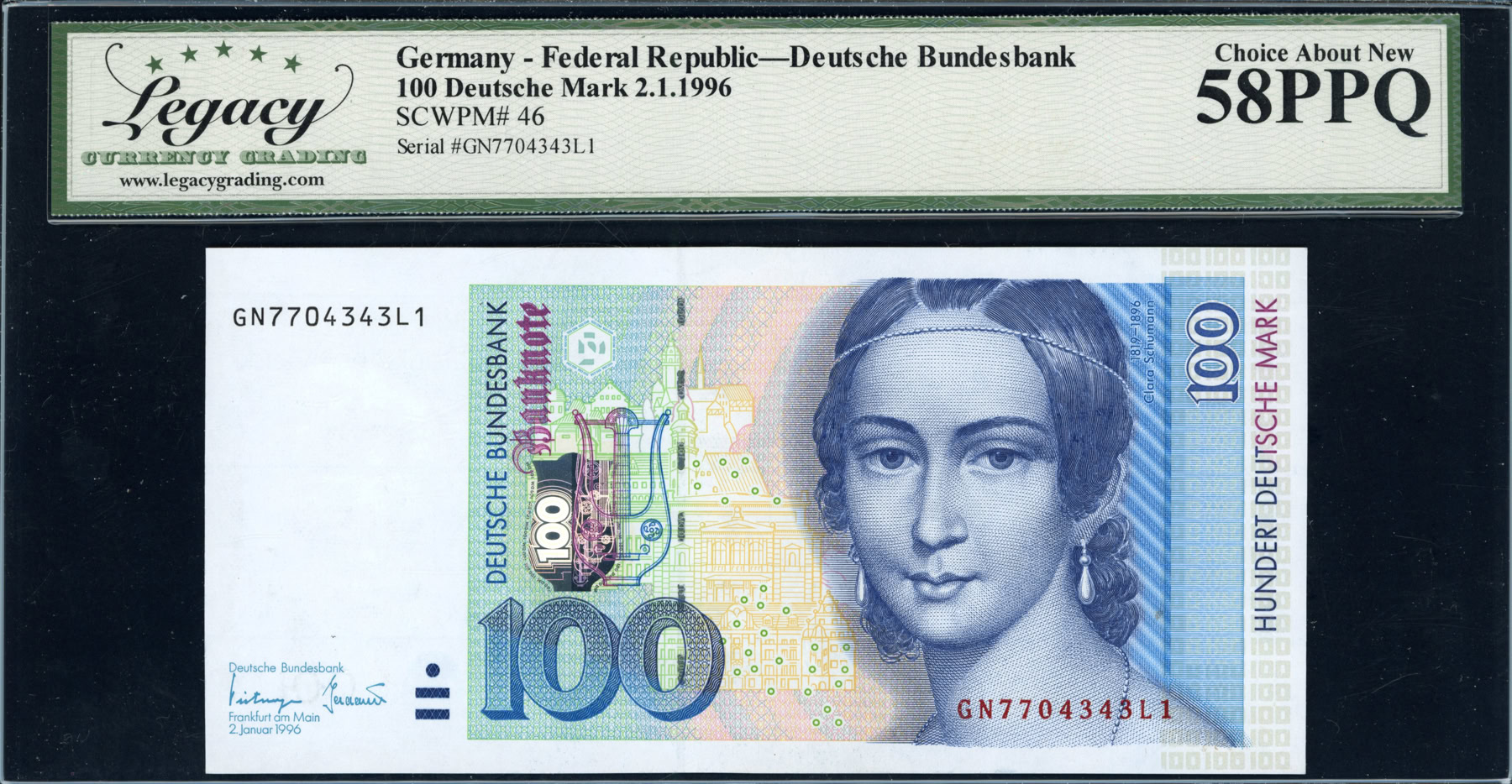 Germany - Federal Republic 1996 100 Deutsche Marks Deutsche Bundesbank ...