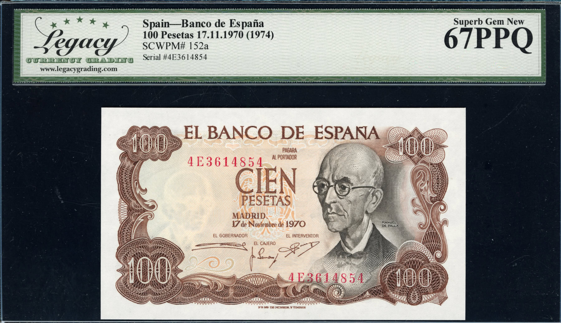 Spain 1970 (ND 1974) 100 Pesetas Banco de Espana Note SCWPM-152a Legacy ...