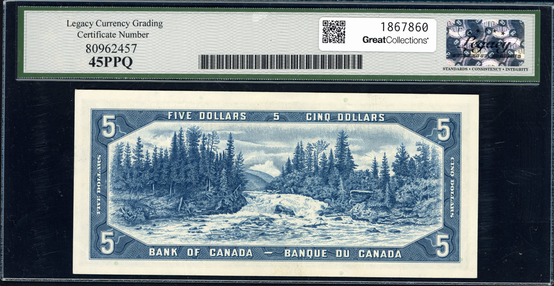 Canada 1954 $5 Bank of Canada Note Modified Portrait SCWPM-77b Beattie ...