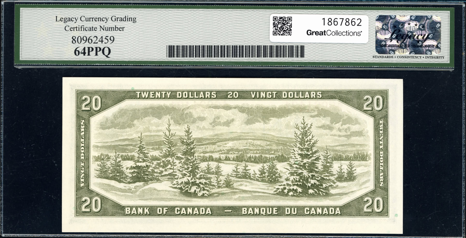 Canada 1954 $20 Bank of Canada Note Modified Portrait SCWPM-80b Beattie ...