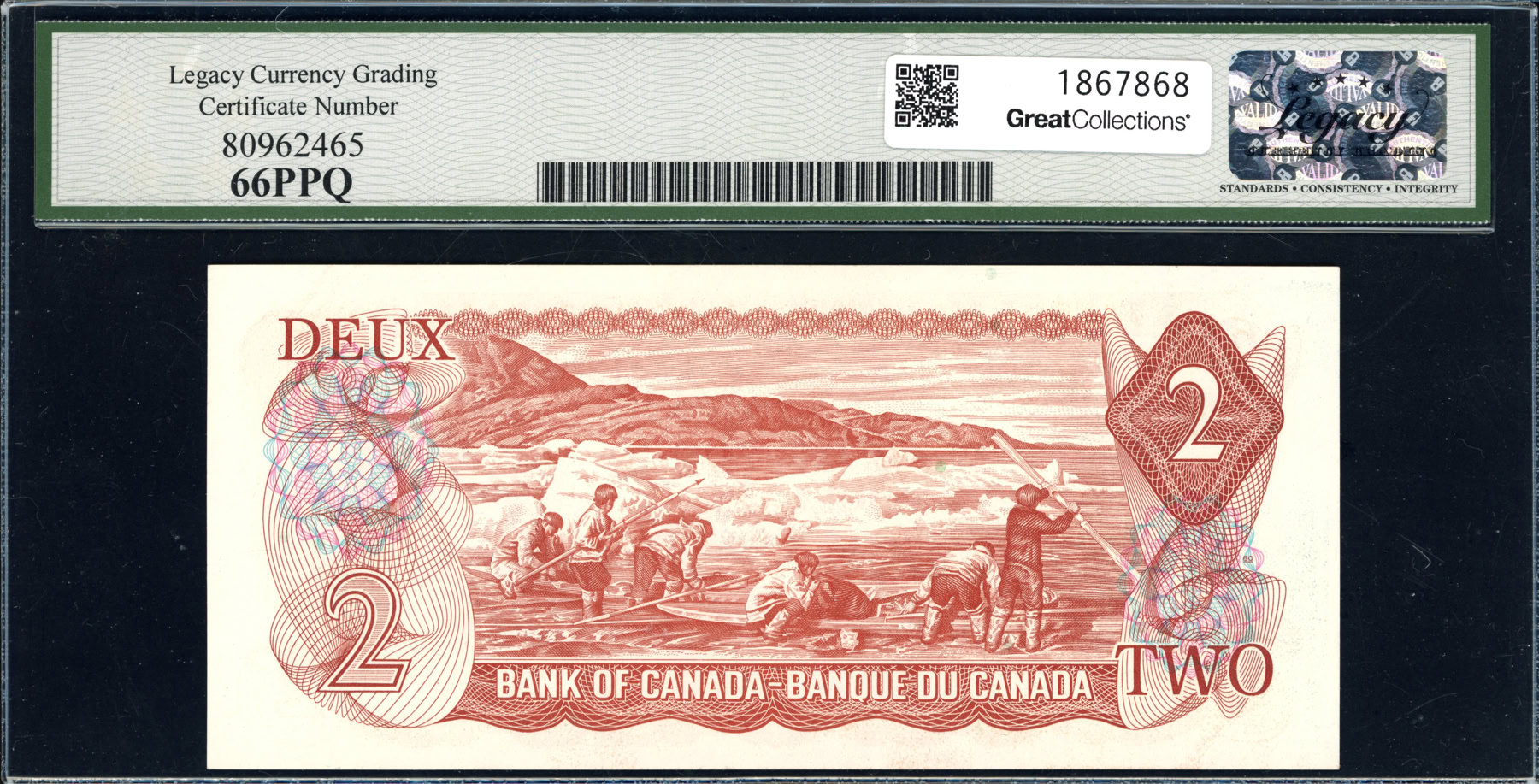 Canada 1974 $2 Bank of Canada Note SCWPM-86b Crow / Bouey Legacy Gem ...
