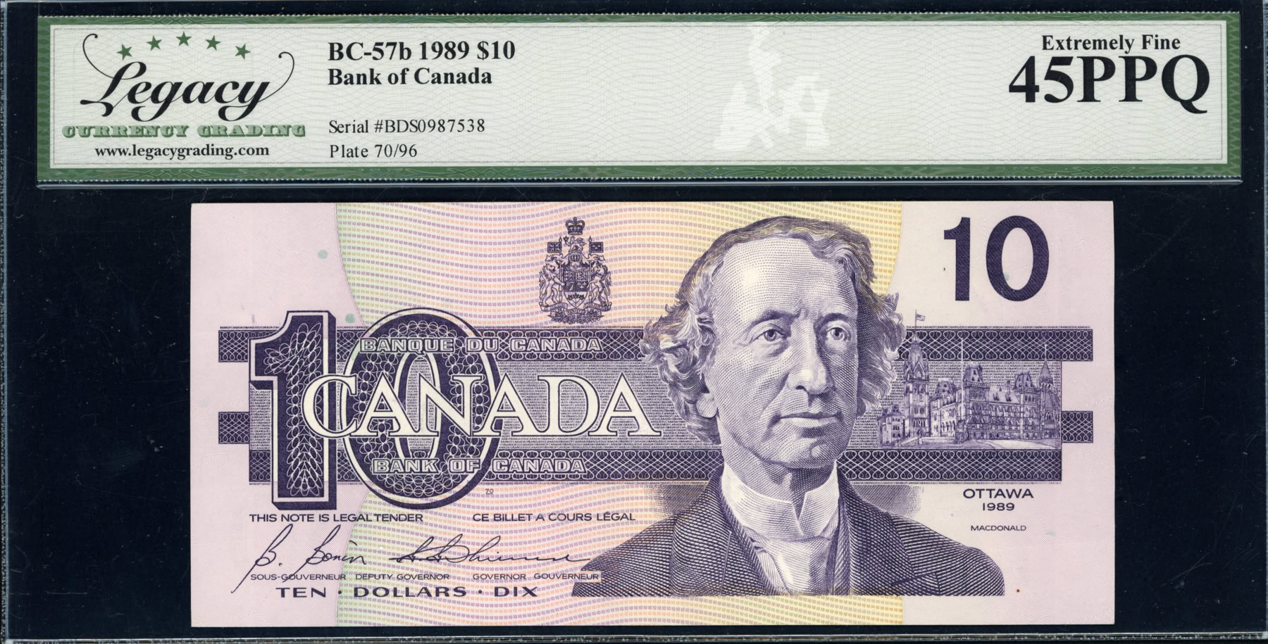 Canada 1989 $10 Bank of Canada Note SCWPM-96b Bonin / Thieseen Legacy ...