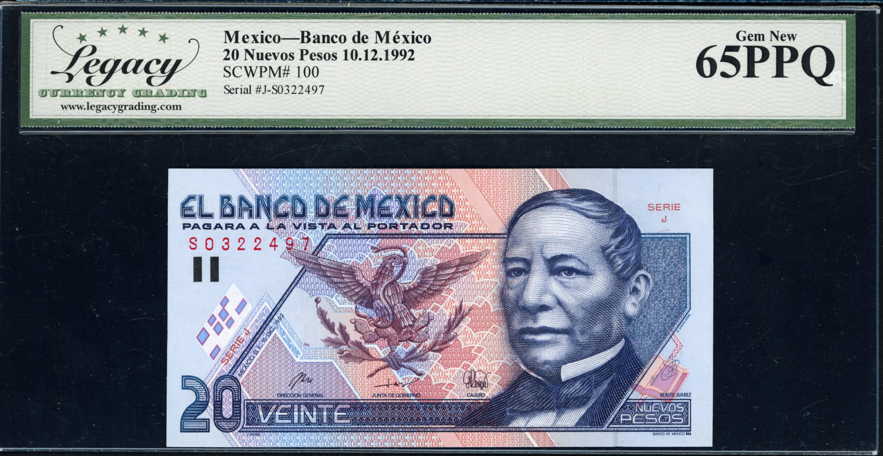 Mexico 1992 20 Nuevos Pesos Banco de Mexico Note SCWPM-100 Legacy Gem ...