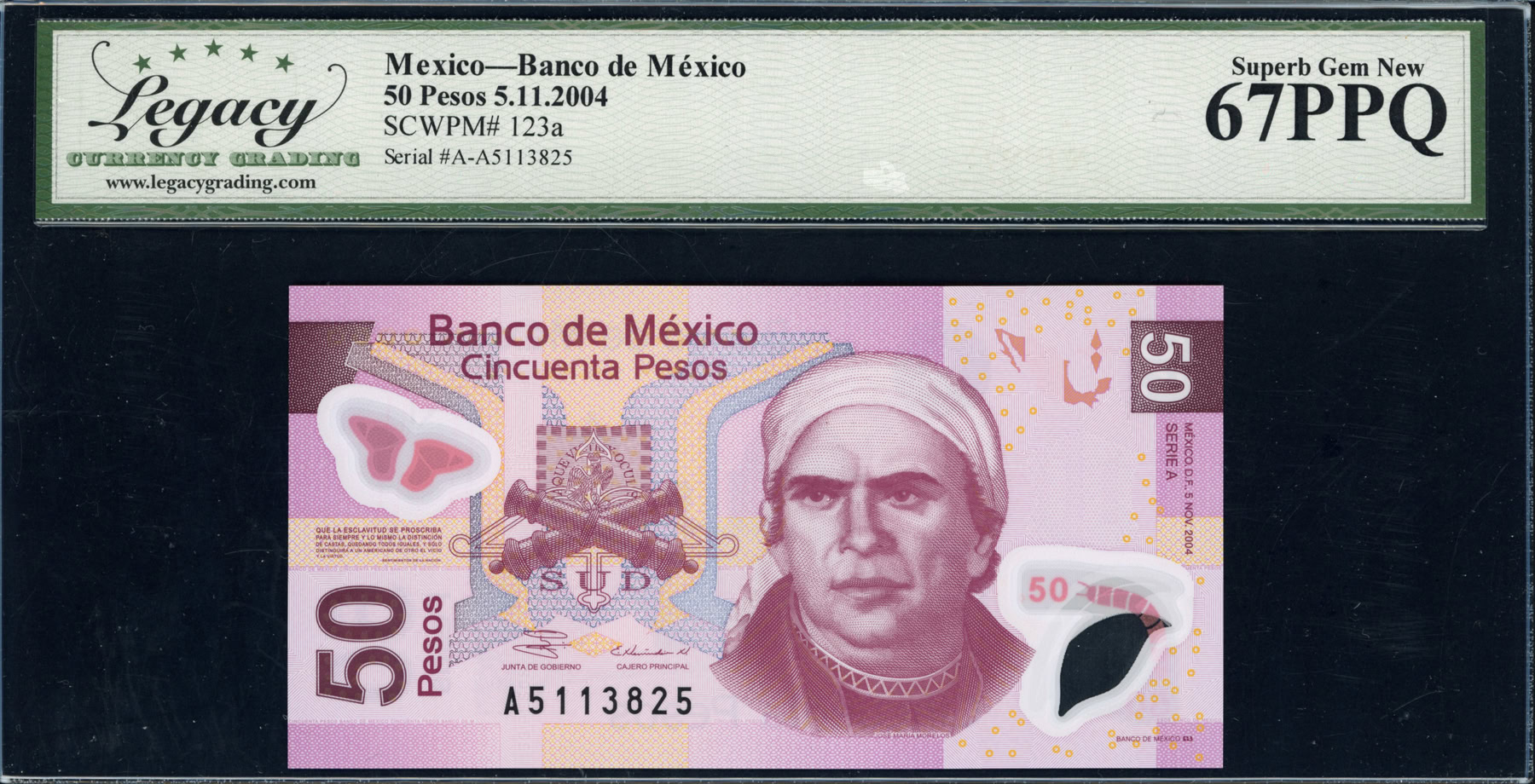 Mexico 2004 50 Pesos Banco de Mexico Note SCWPM-123a Legacy Superb Gem ...