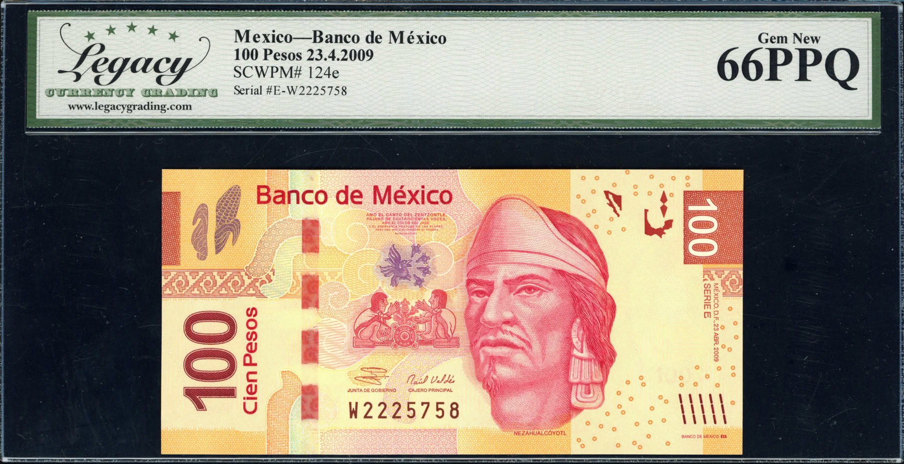 Mexico 2009 100 Pesos Banco de Mexico Note SCWPM-124e Legacy Gem New 66 ...