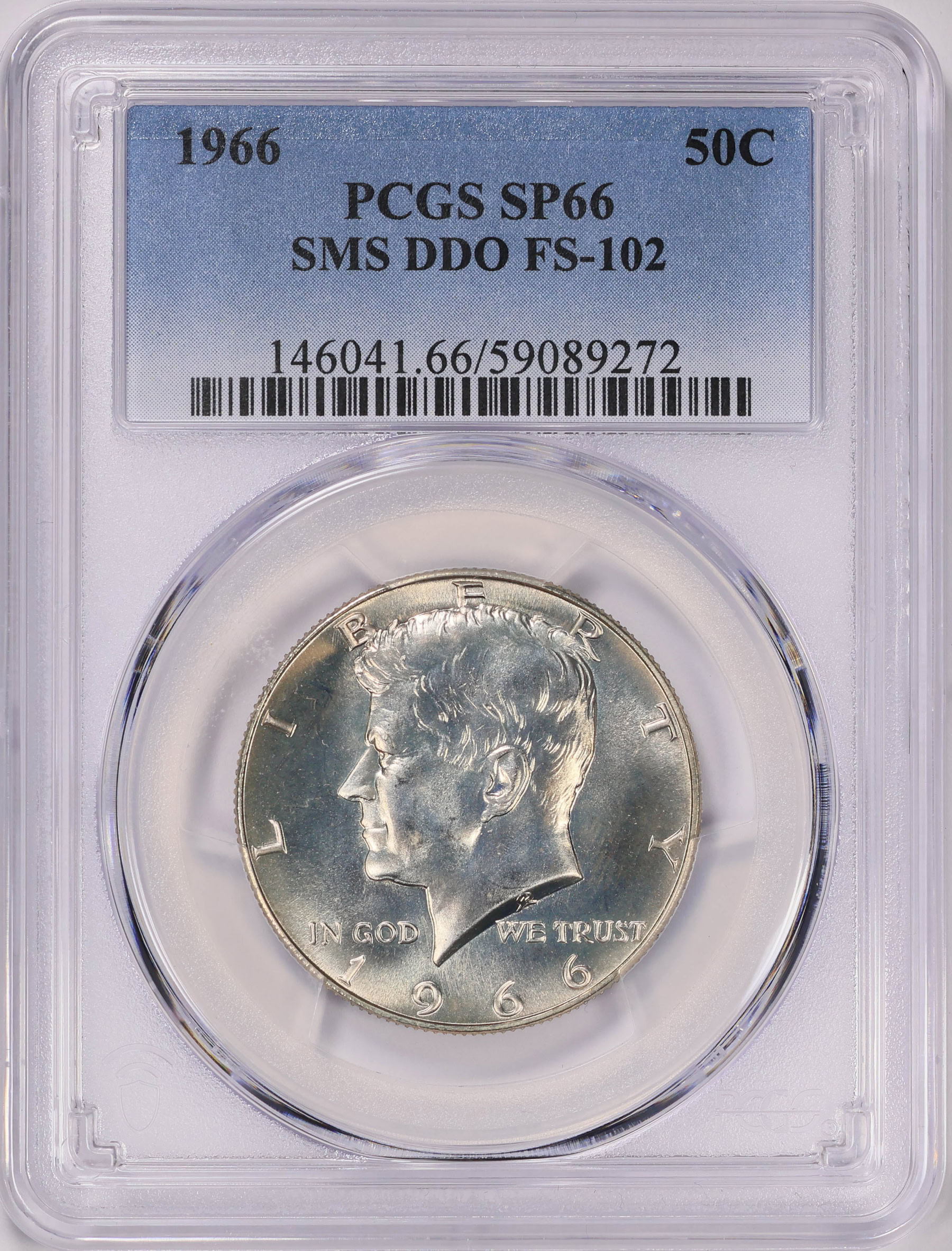 1966 Kennedy Half Dollar SMS Doubled Die Obverse FS-102 PCGS SP-66 (Item 1868047 ...