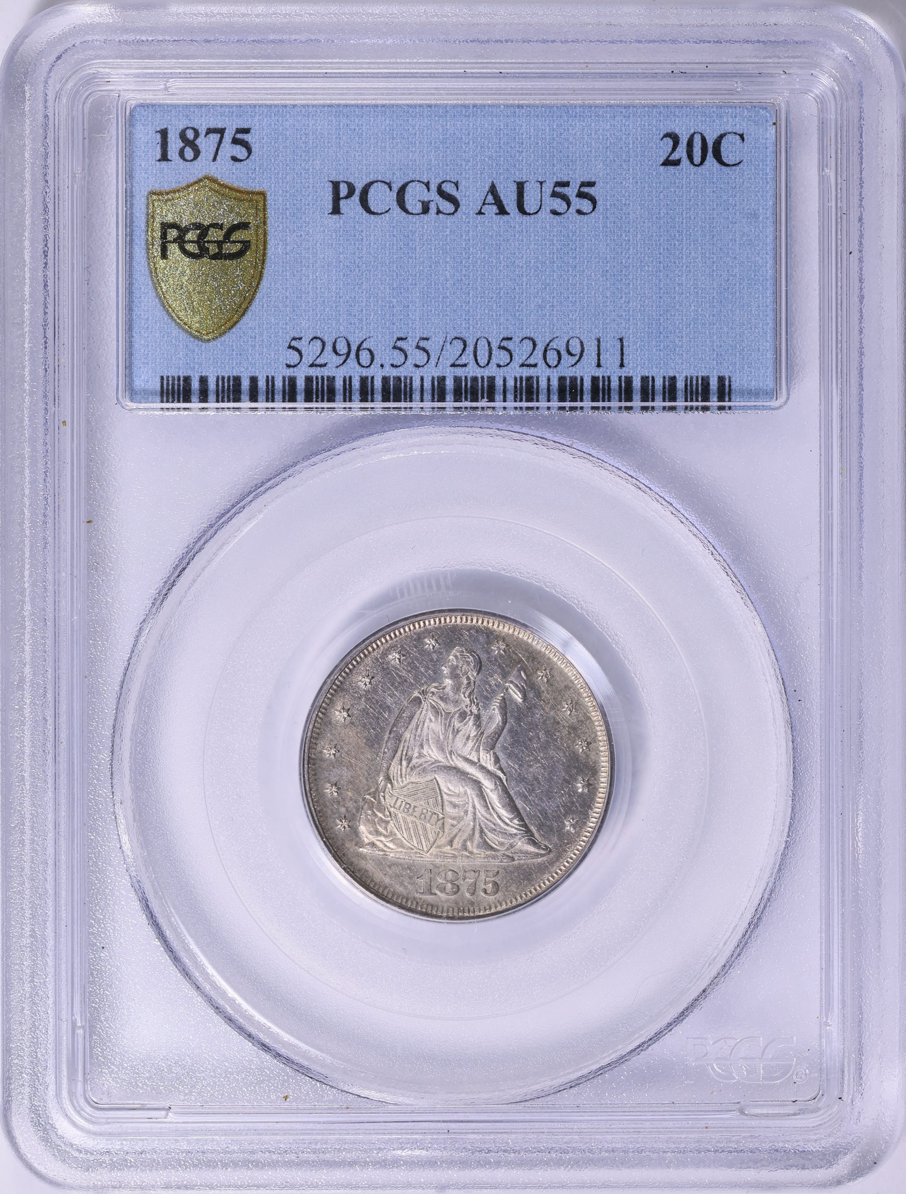 1875 Twenty-Cent Piece PCGS AU-55 (Item 1868055) | GreatCollections Coin Auctions