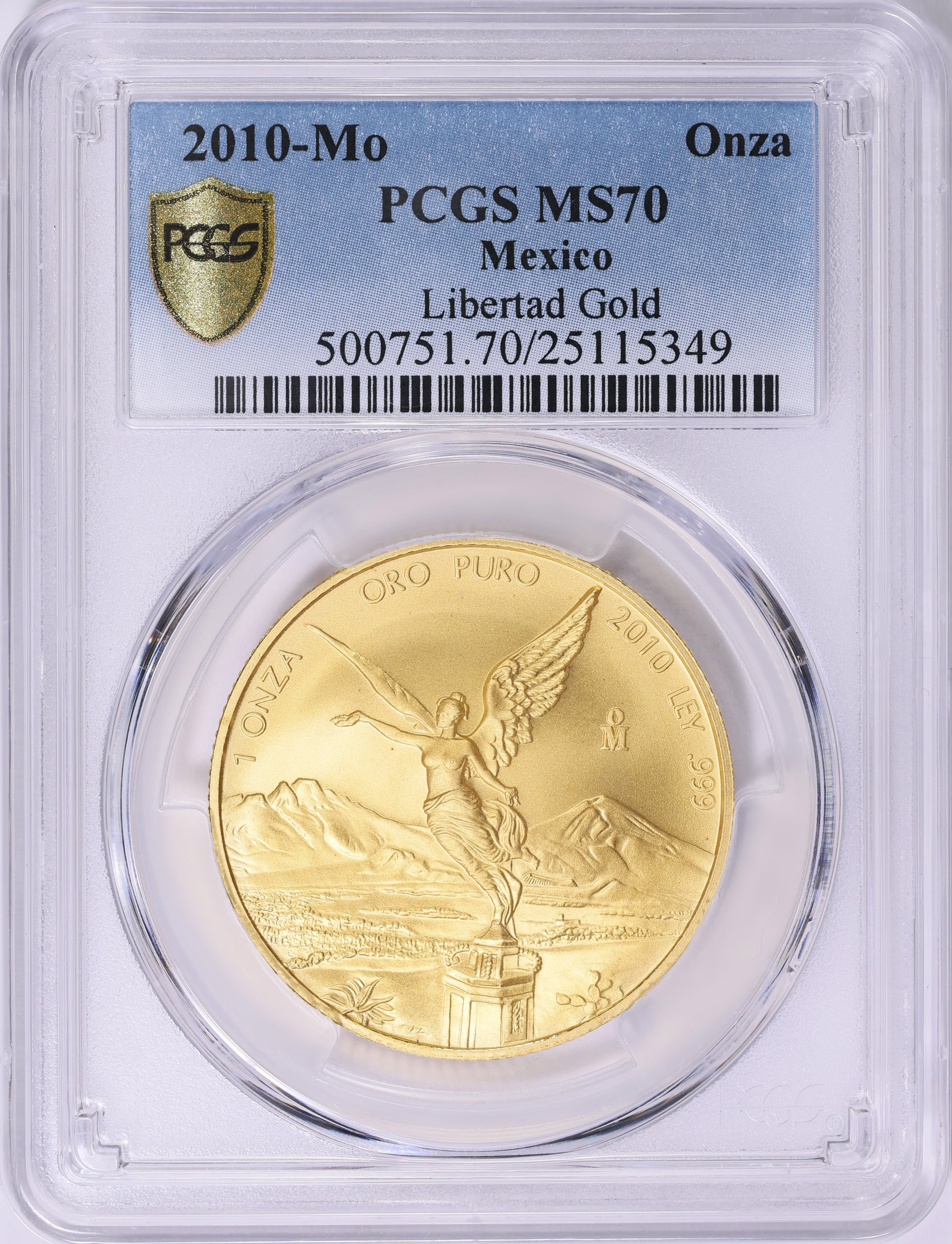 Mexico 2010-Mo Gold Onza Libertad Gold KM-675 PCGS MS-70 (AGW = 0.999 Oz.) (Item 1868142 ...