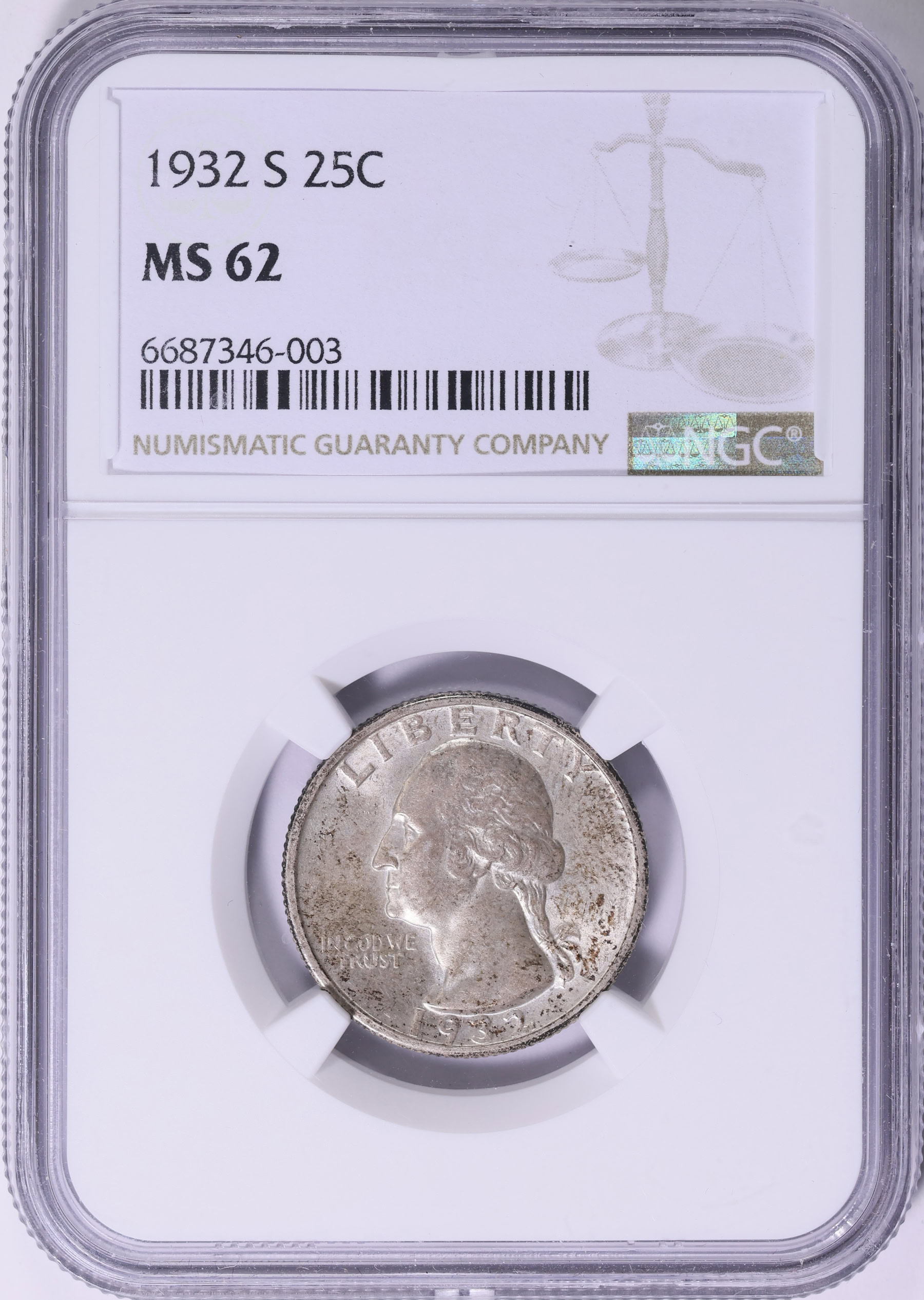 1932-S Washington Quarter NGC MS-62 (Item 1868230) | GreatCollections Coin Auctions