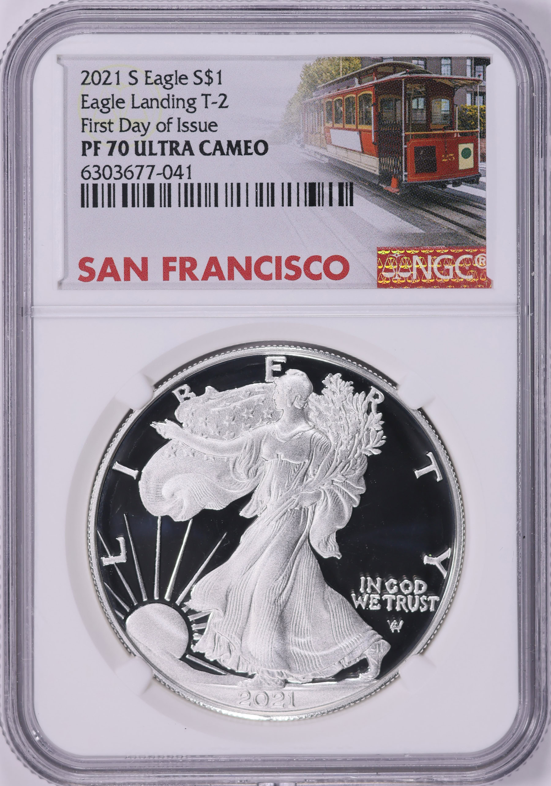 2021-S $1 Silver Eagle Type 2 First Day of Issue NGC Proof-70 UC (Trolley Label) (Item 1868235 ...