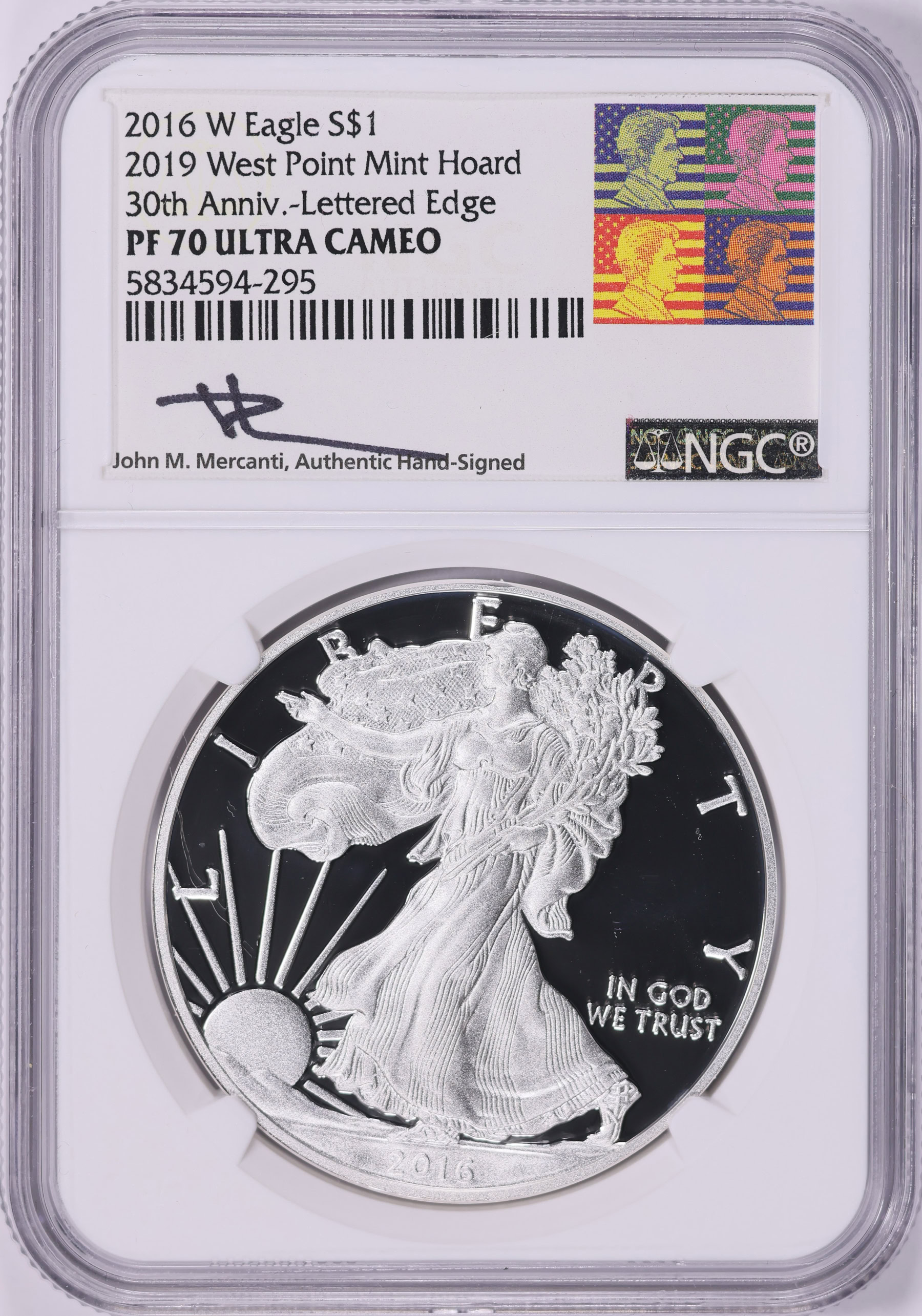 2016-W $1 Silver Eagle 30th Anniversary Lettered Edge 2019 West Point Mint Hoard NGC Proof-70 UC ...