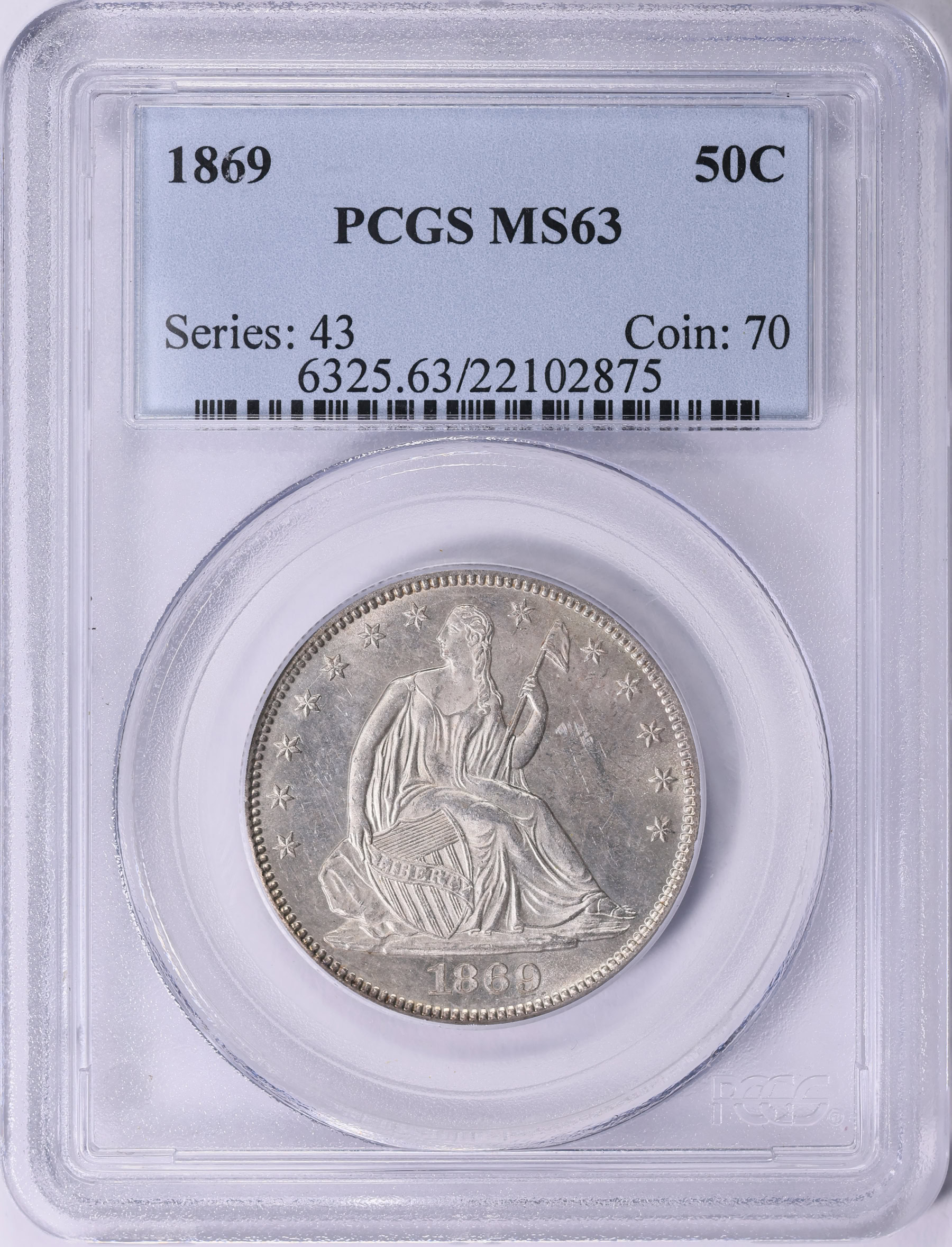 1869 Seated Liberty Half Dollar PCGS MS-63 (Item 1868271 ...