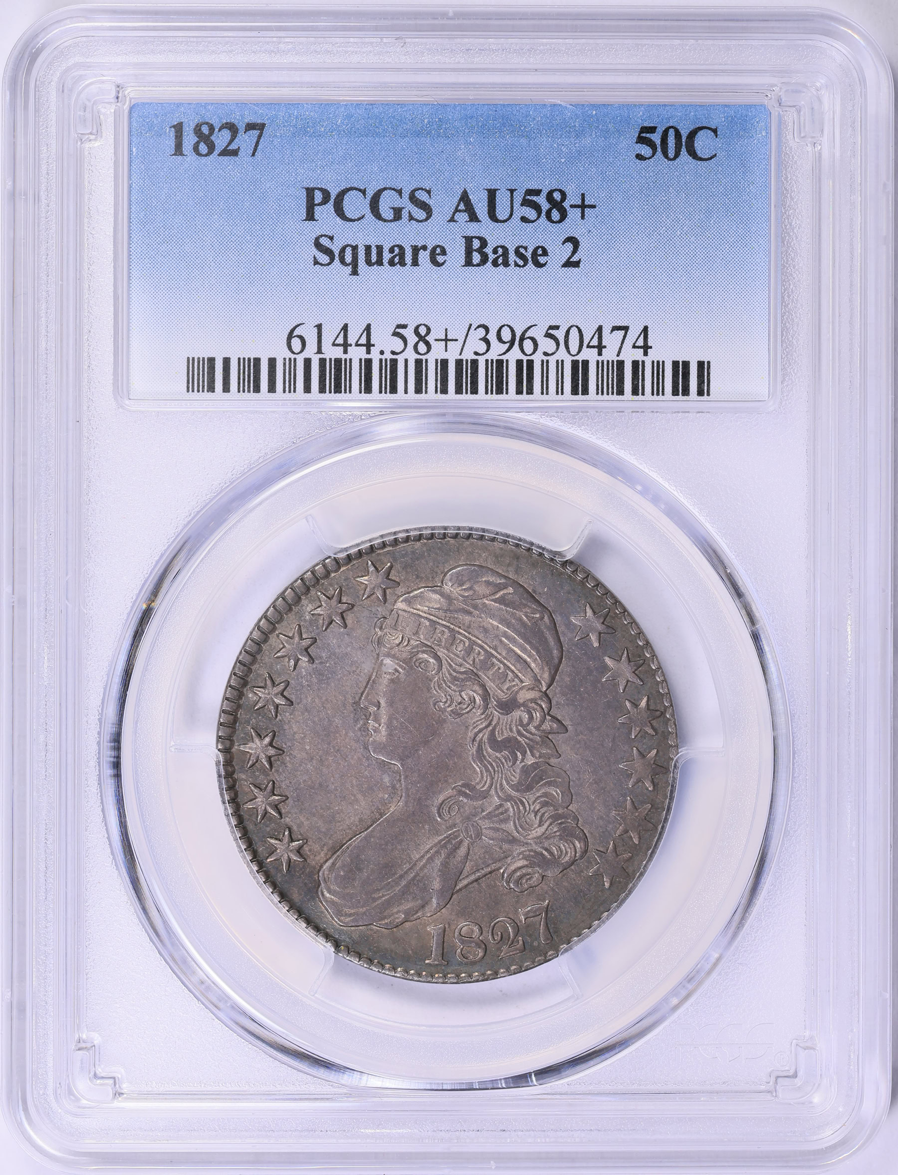 1827 Capped Bust Half Dollar Square Base 2 PCGS AU-58+ (Toned) (Item ...