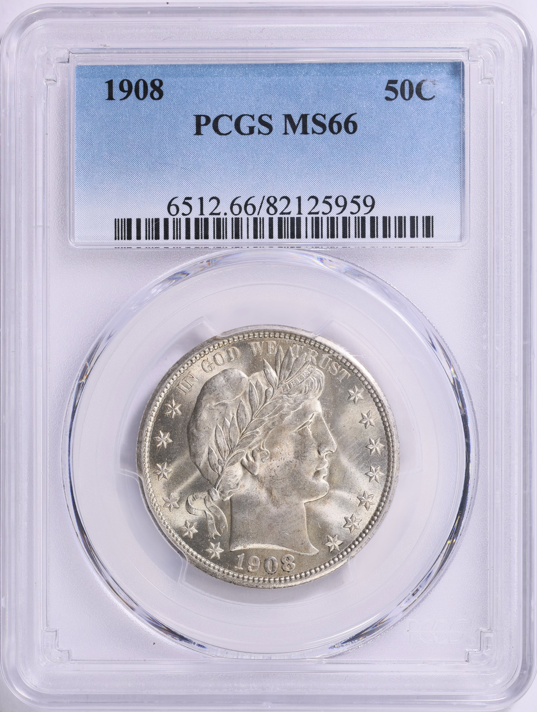 1908 Barber Half Dollar PCGS MS-66 (Item 1868462) | GreatCollections ...