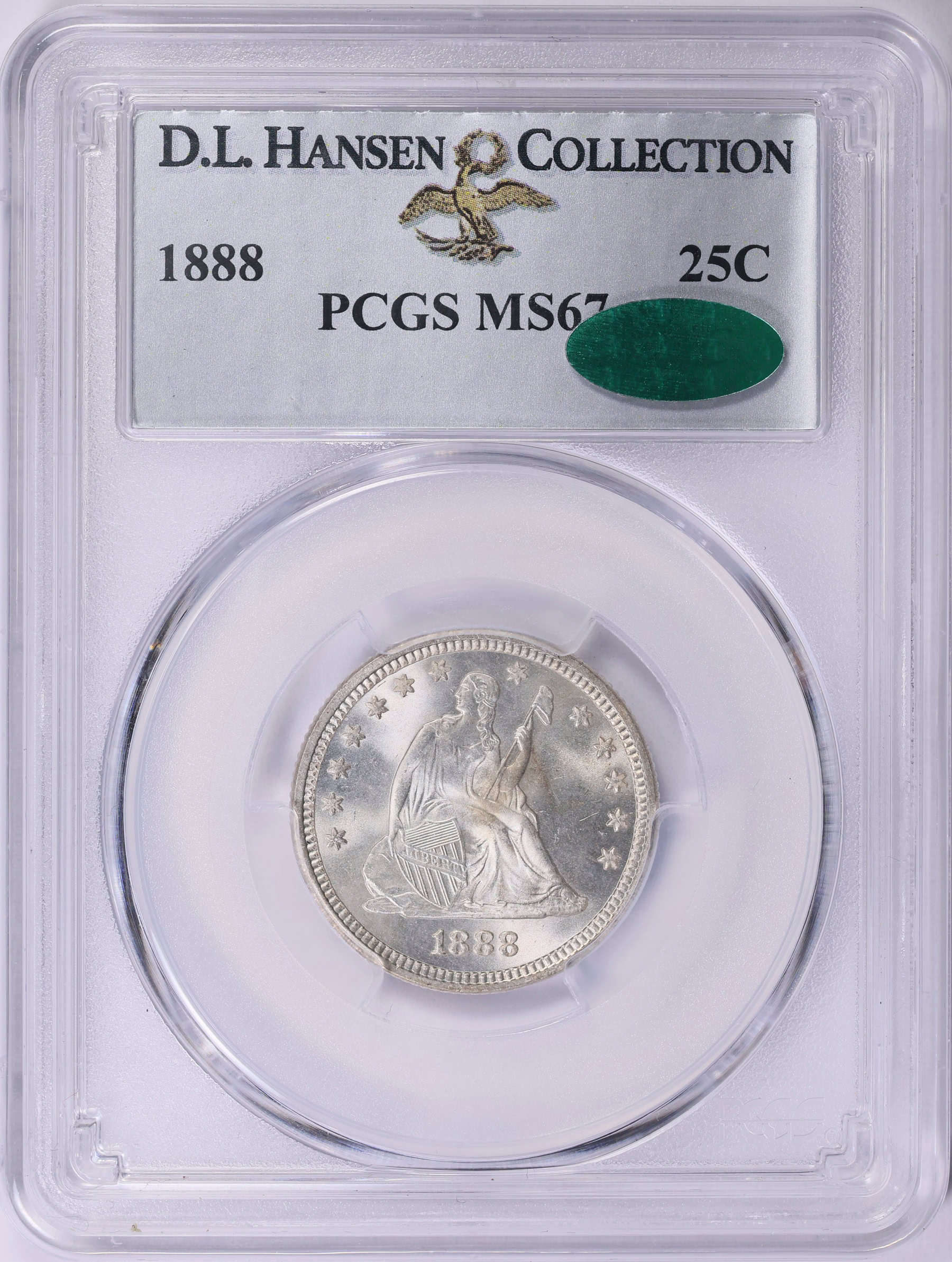 1888 Seated Liberty Quarter PCGS MS-67 (CAC Green) (D.L. Hansen ...