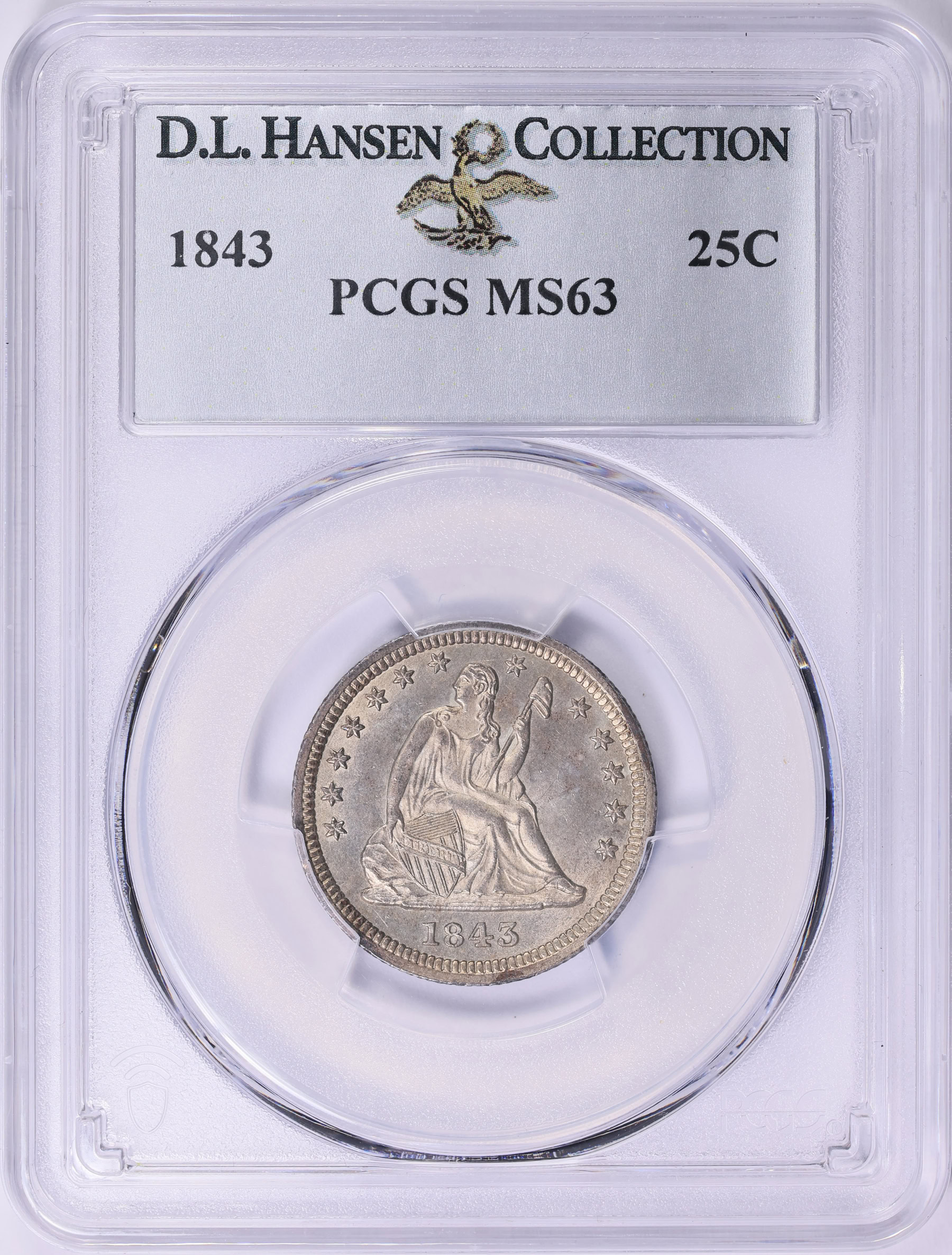 1843 Seated Liberty Quarter PCGS MS-63 (D.L. Hansen Collection) (Item ...