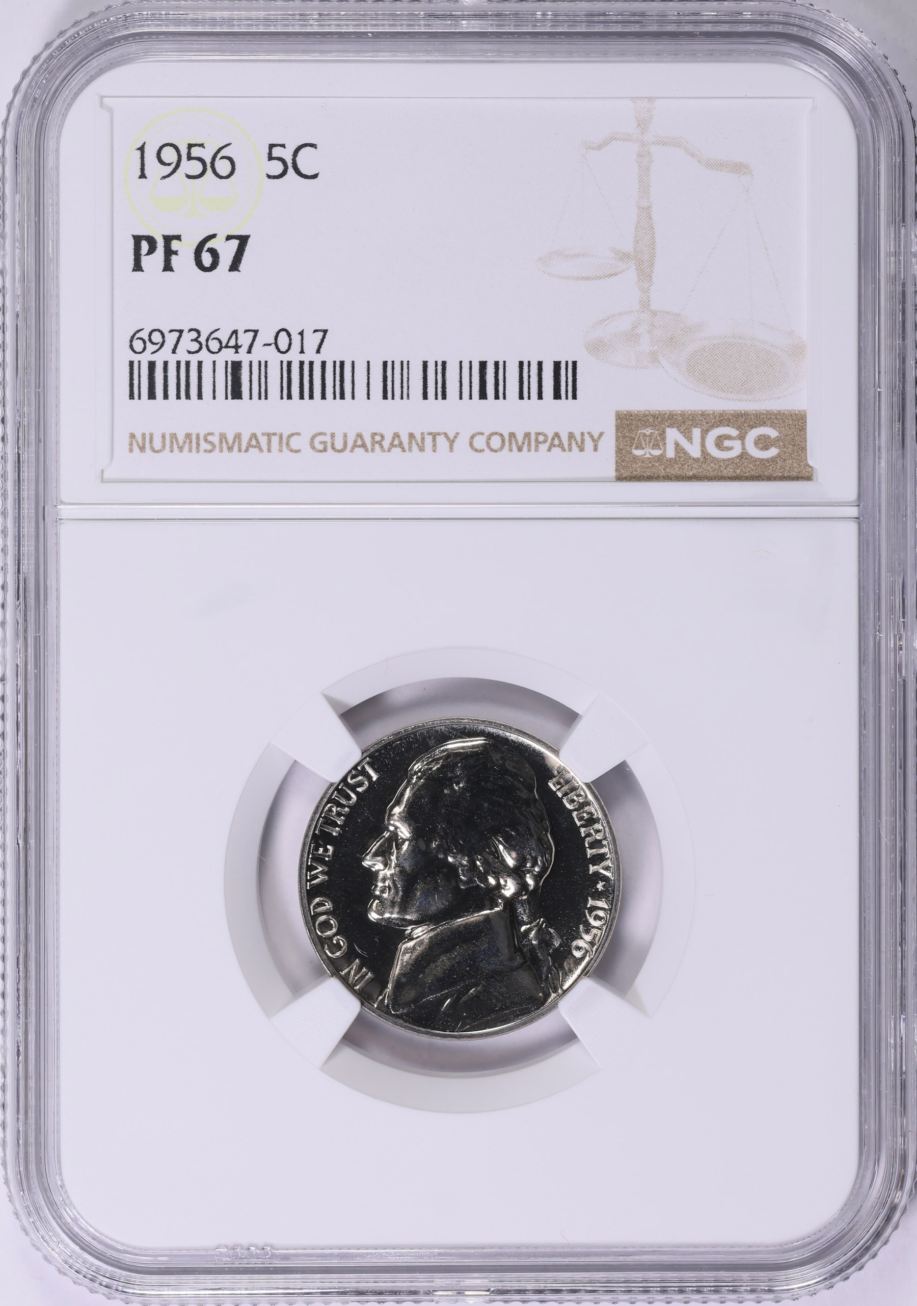 1956 Jefferson Nickel NGC Proof-67 (Item 1868568) | GreatCollections ...