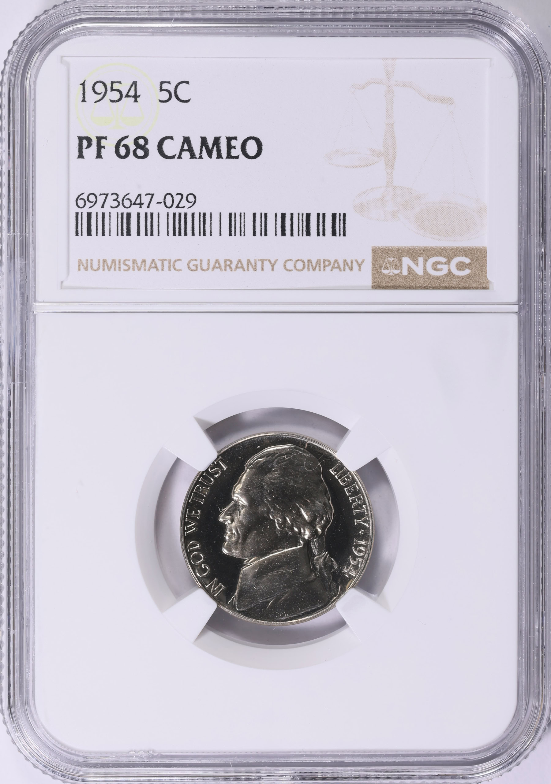 1954 Jefferson Nickel NGC Proof-68 CAMEO (Item 1868579) | GreatCollections Coin Auctions