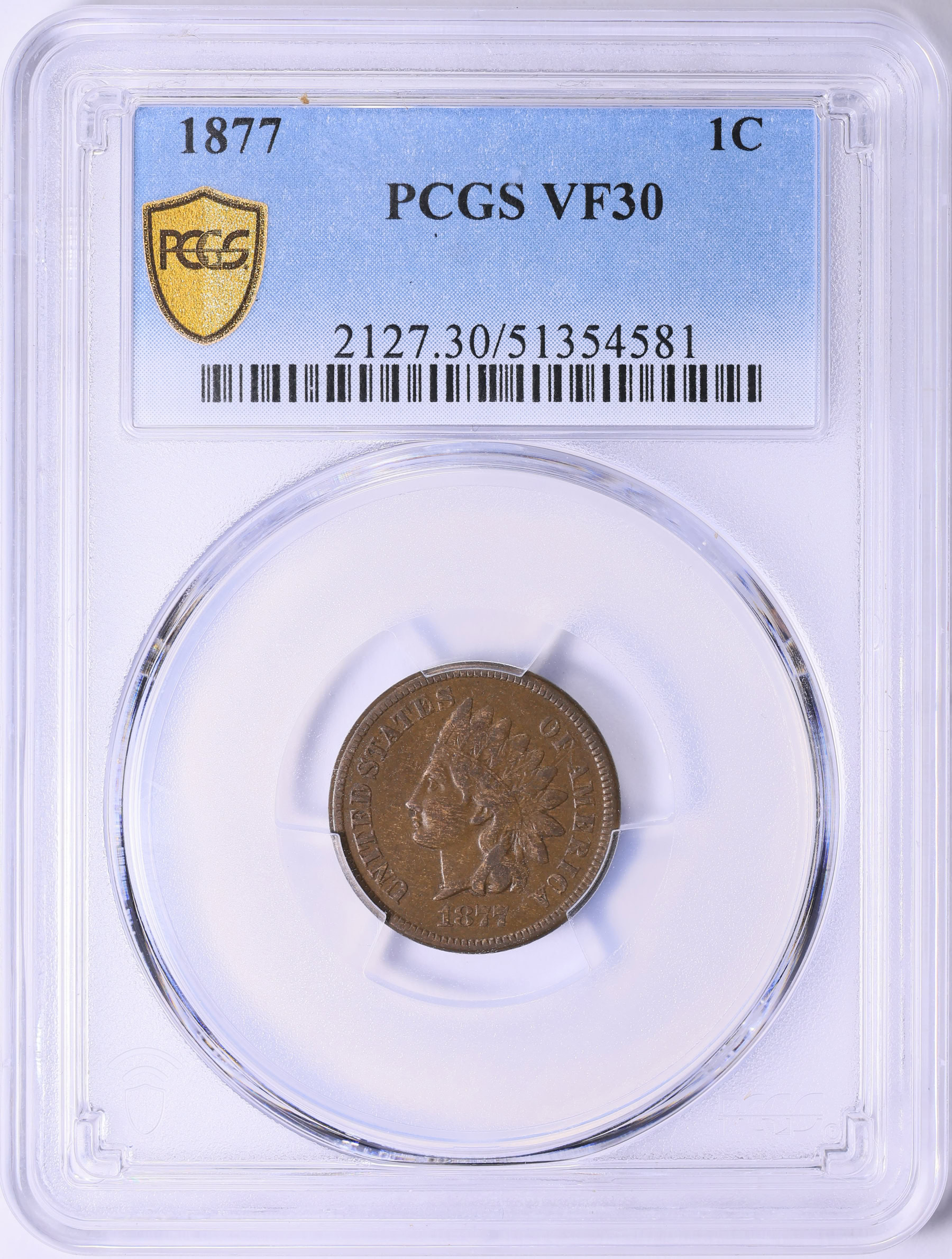1877 Indian Cent PCGS VF-30 (Item 1868617) | GreatCollections Coin Auctions