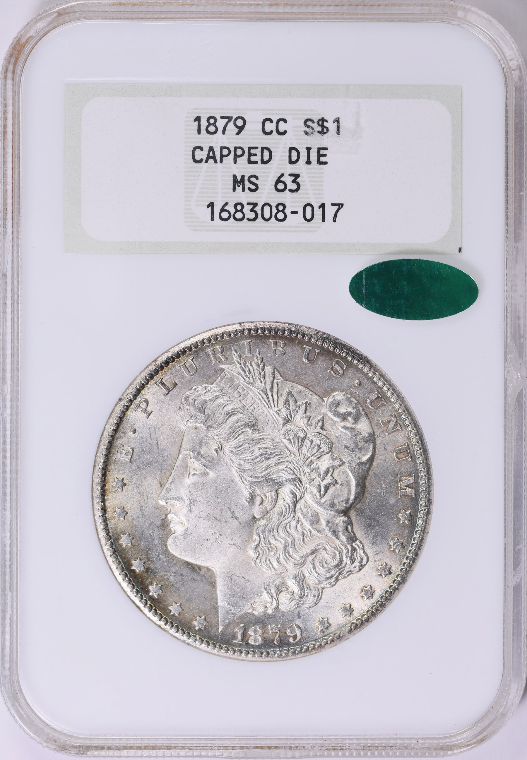1879-CC Morgan Silver Dollar Capped Die NGC MS-63 (CAC Green) OH (Toned) (Item 1868623 ...