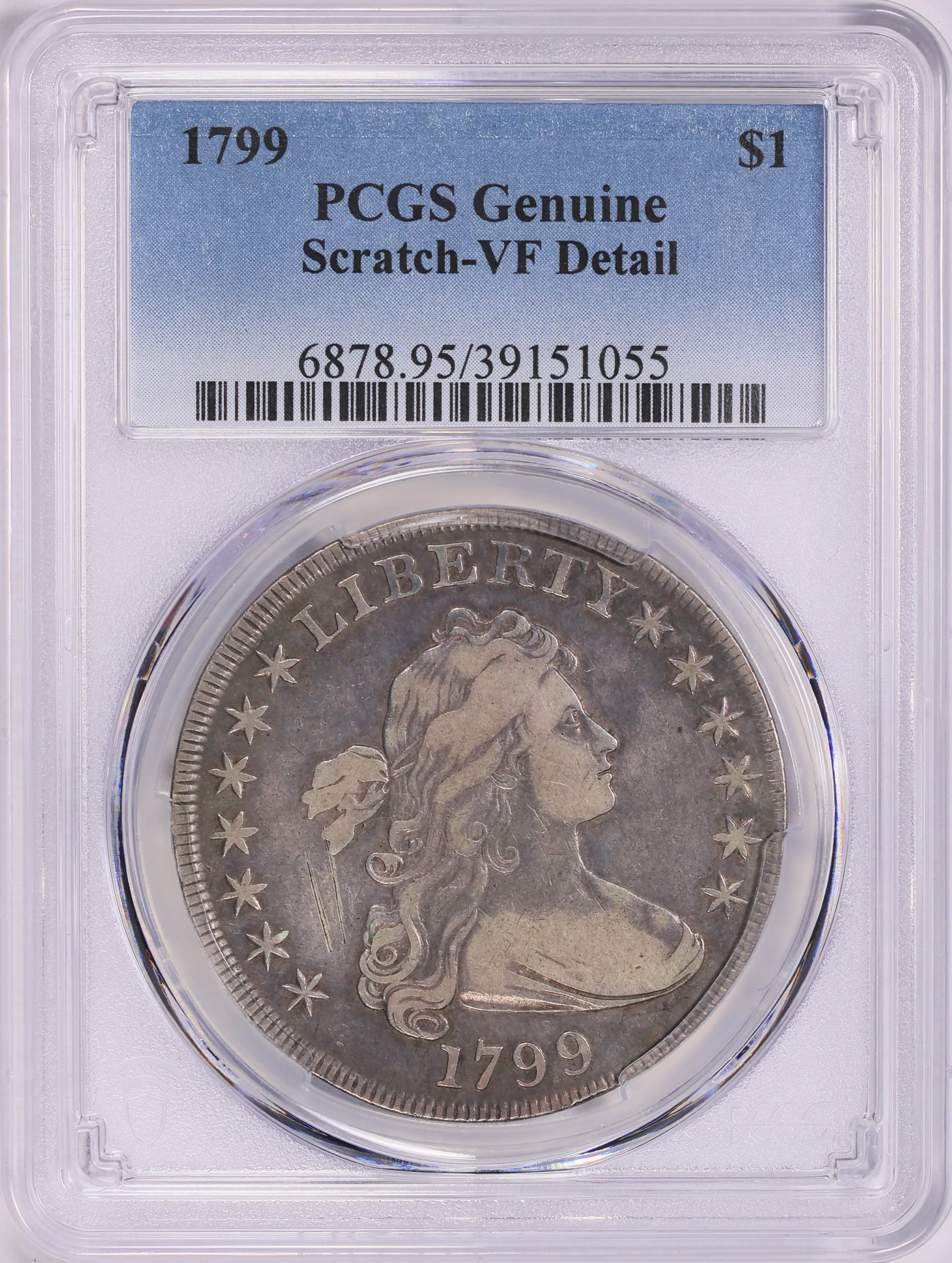 1799 Draped Bust Silver Dollar PCGS Genuine VF Details (Item 1868688) | GreatCollections Coin ...