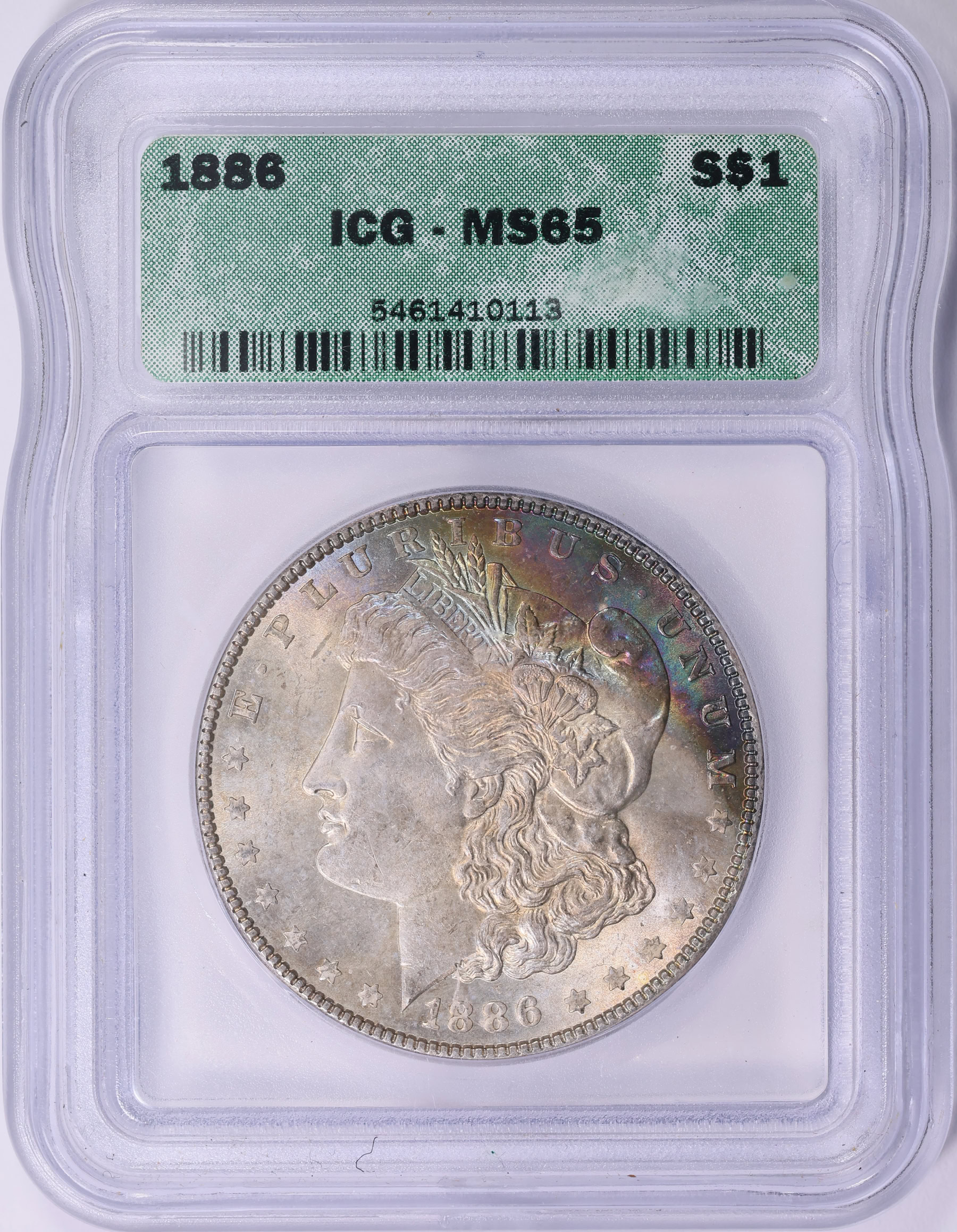 1886 Morgan Silver Dollar ICG MS-65 (Toned) (Item 1868786) | GreatCollections Coin Auctions