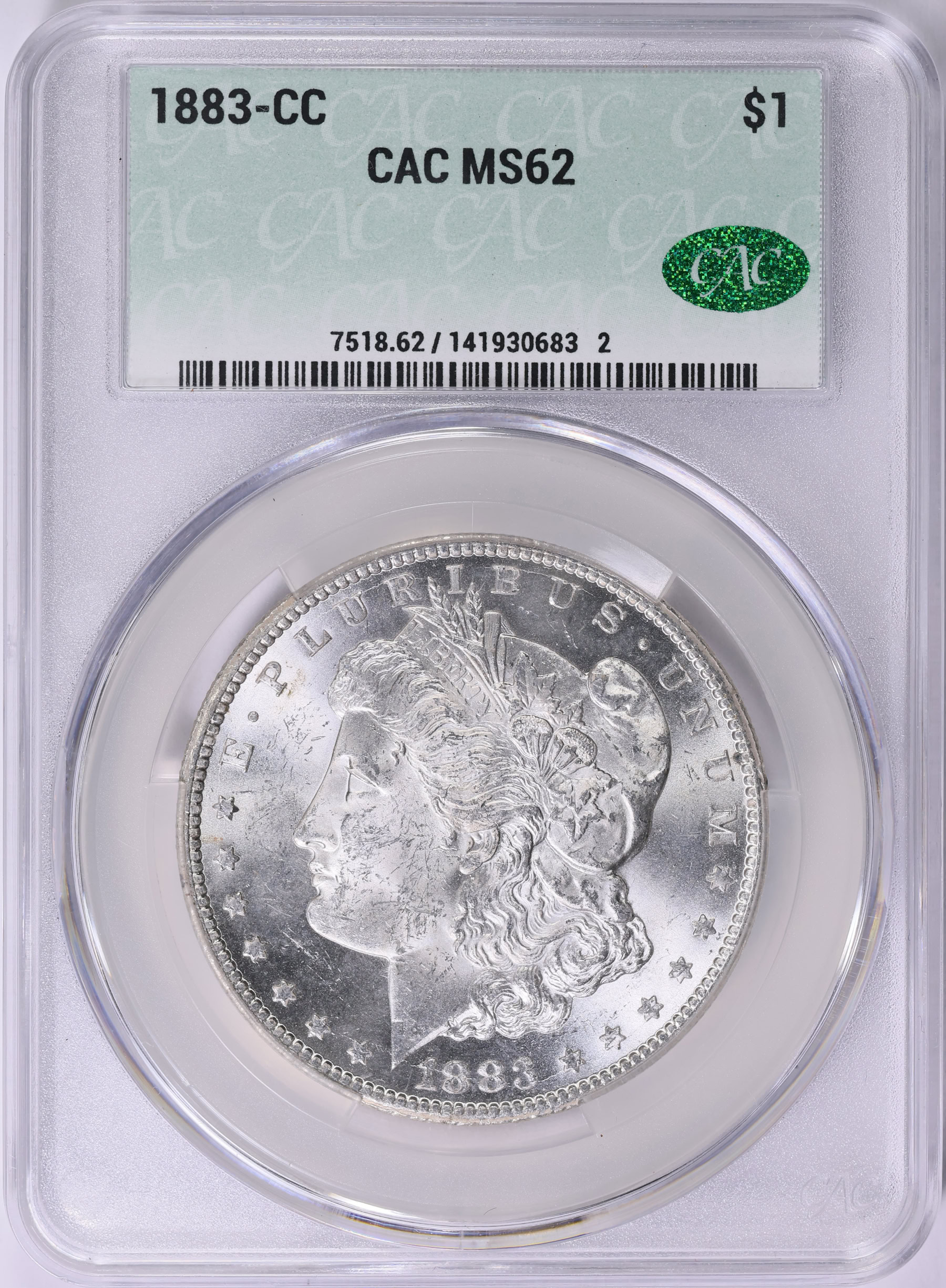 1883-CC Morgan Silver Dollar CACG MS-62 (Item 1868822) | GreatCollections Coin Auctions