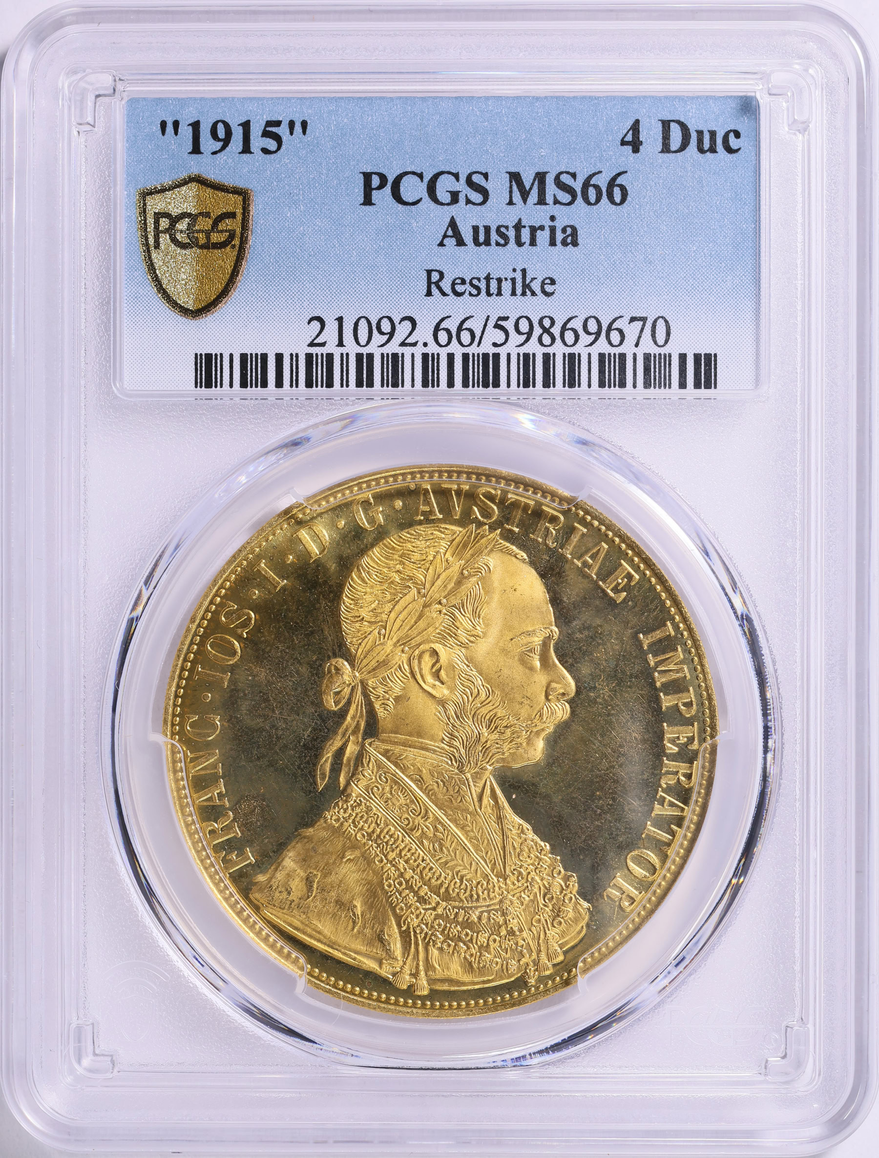 Austria 1915 Gold 4 Ducat Restrike KM-2276 PCGS MS-66 (AGW = 0.4427 oz.) (Item 1868834 ...