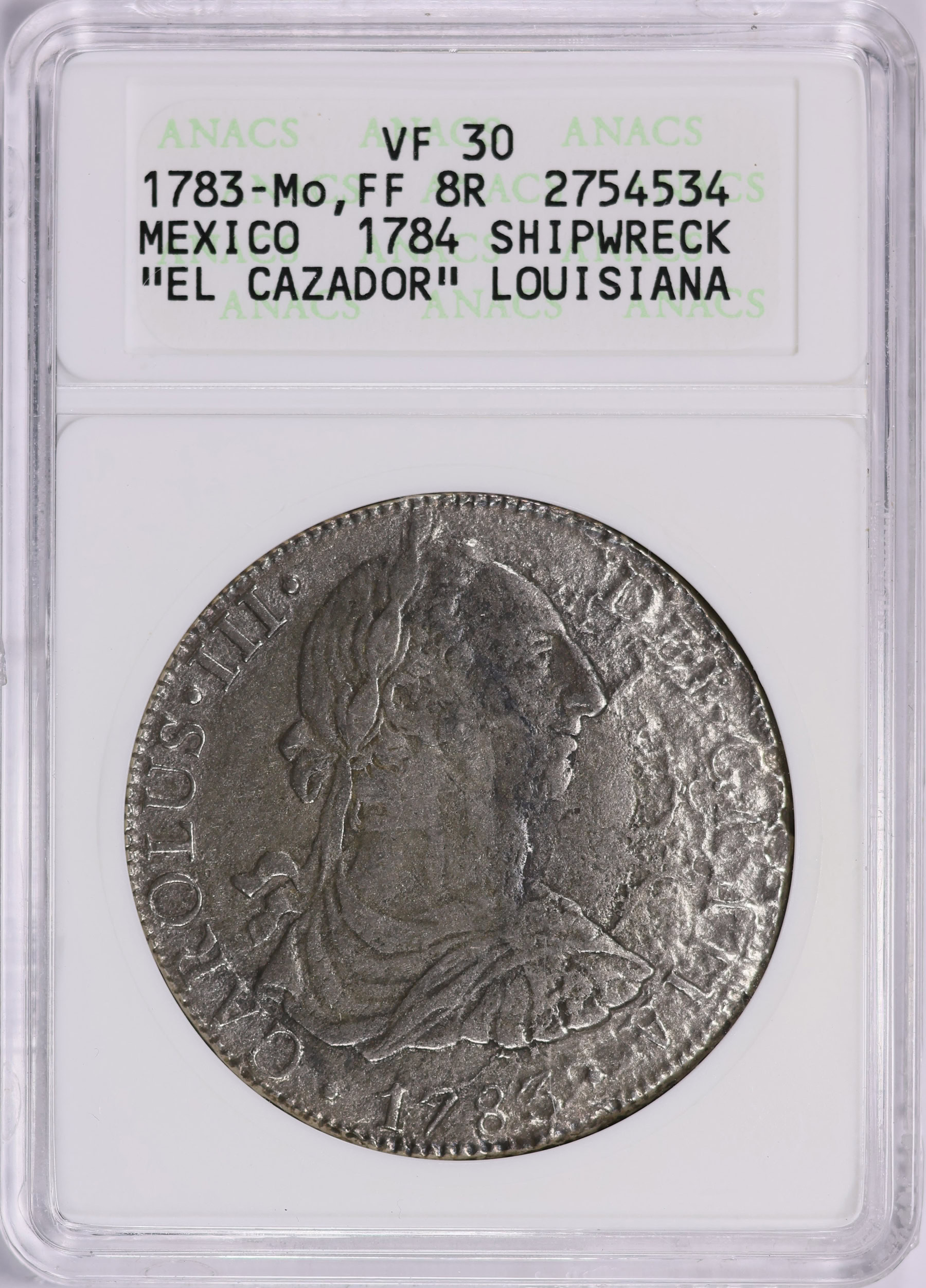 Mexico 1783-Mo FF Silver 8 Reales KM-106 ANACS VF-30 OH (El Cazador ...