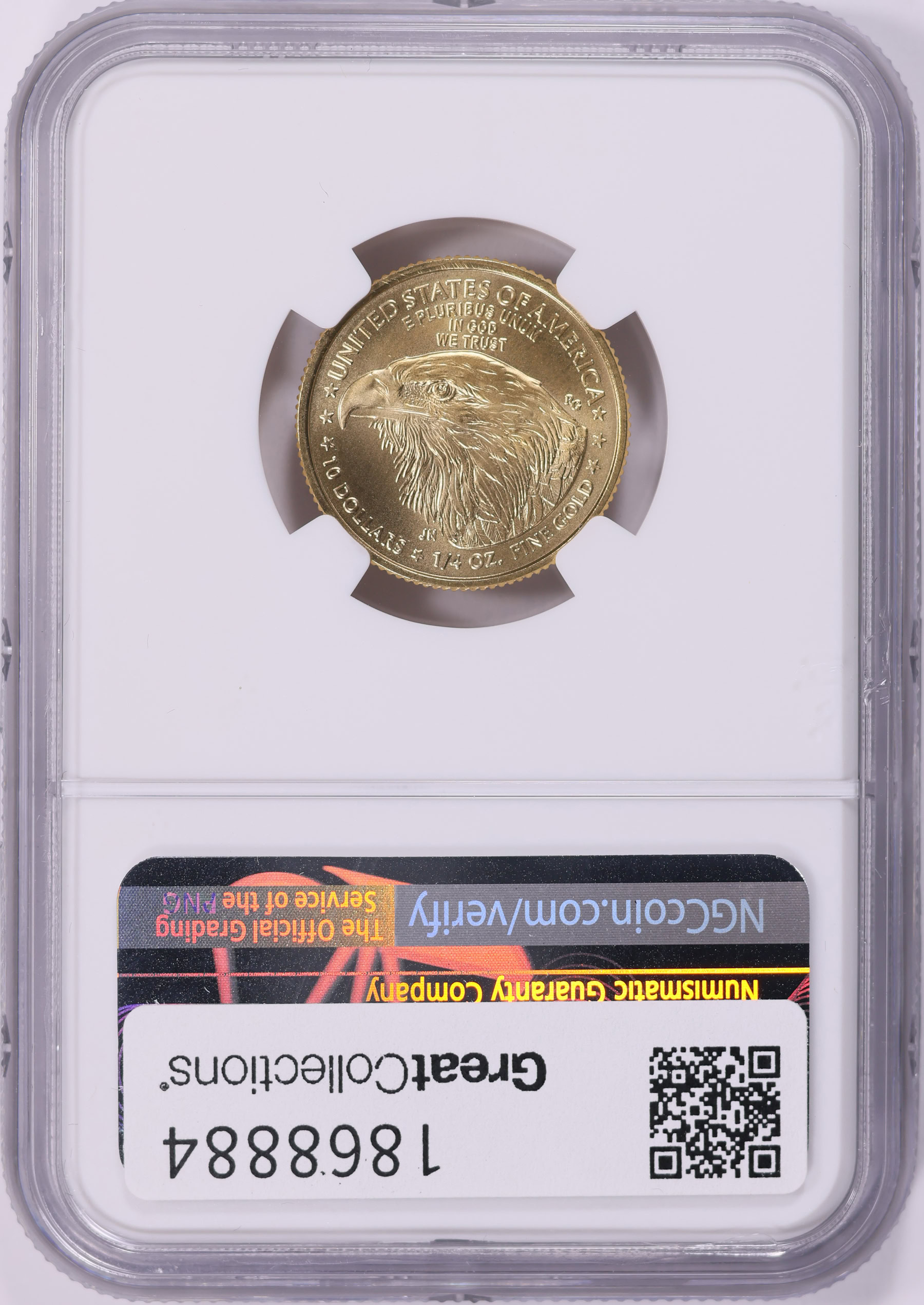 2021-W $10 Quarter-Ounce Gold American Eagle Type 2 Unfinished Proof Dies NGC MS-70 (Jennie ...