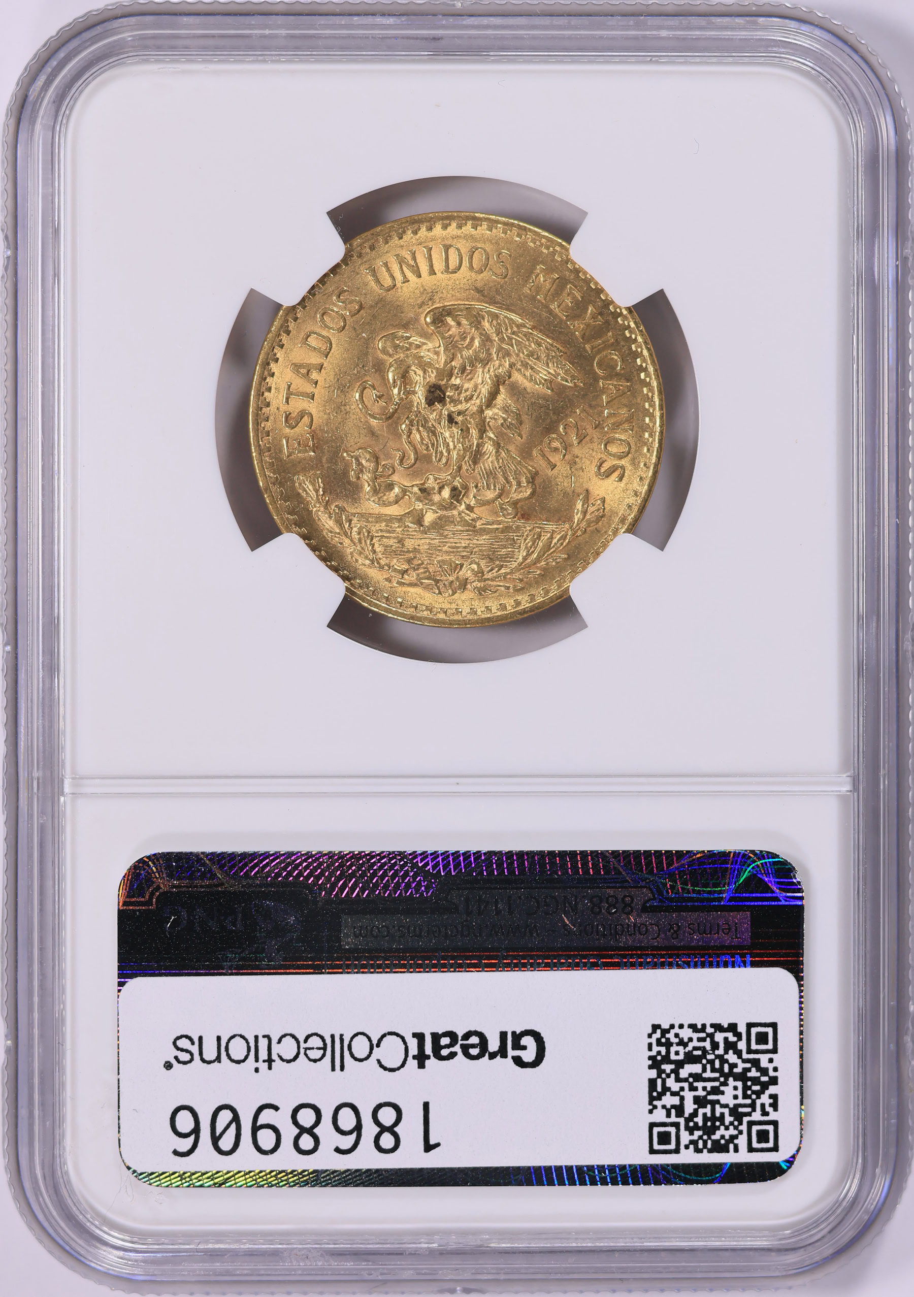 Mexico 1921/11 Gold 20 Pesos KM-478 NGC MS-62 (Ex: Samaszko's Carson City Gold Hoard) (AGW = 0. ...